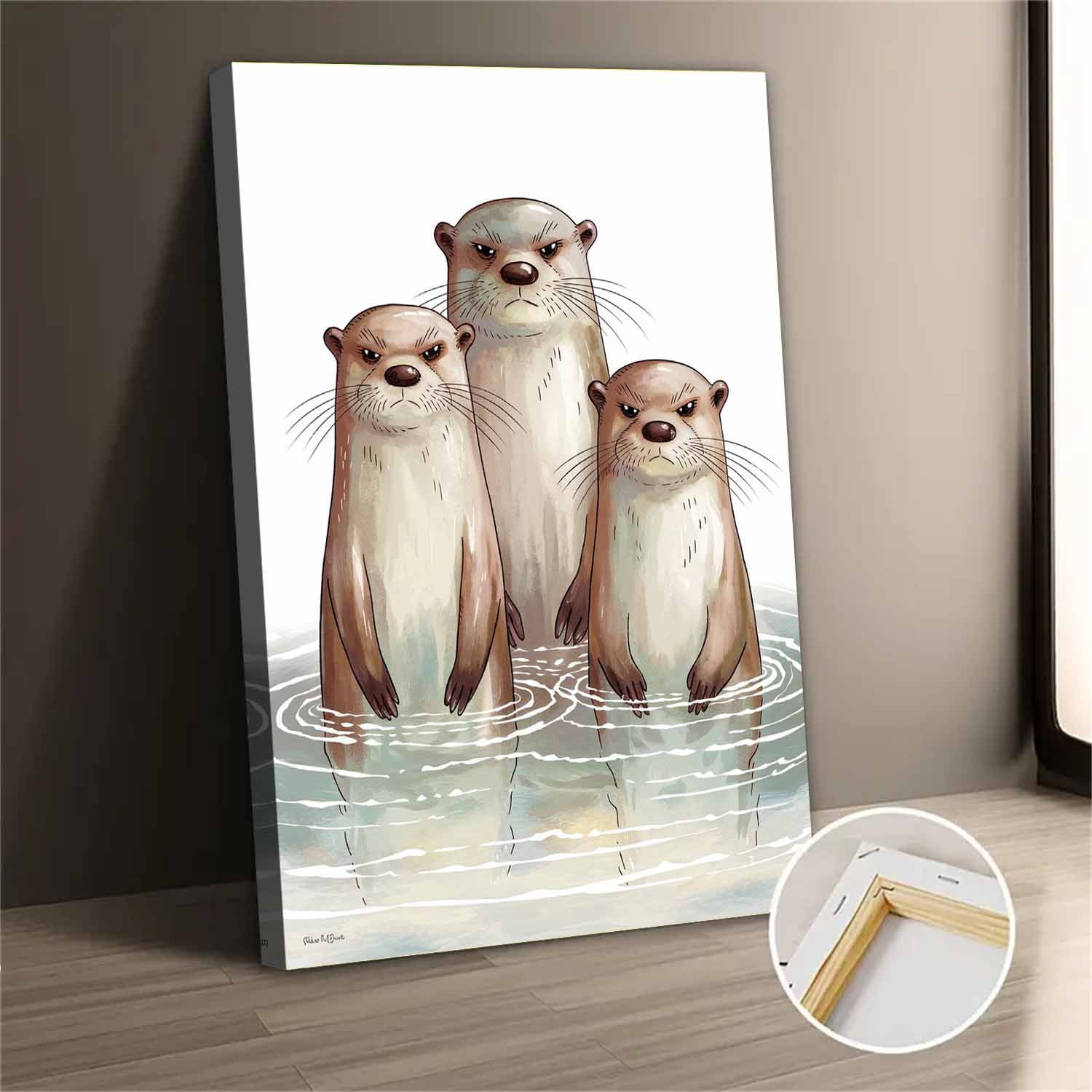 Vintage Abstract Canvas Wall Art Print Funny Otter Paintings for ...