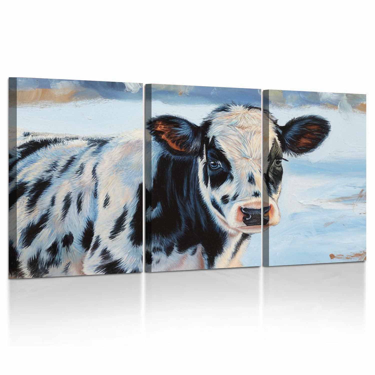 Vintage Abstract Canvas Wall Art Print Modern Aesthetic Cow Paintings ...