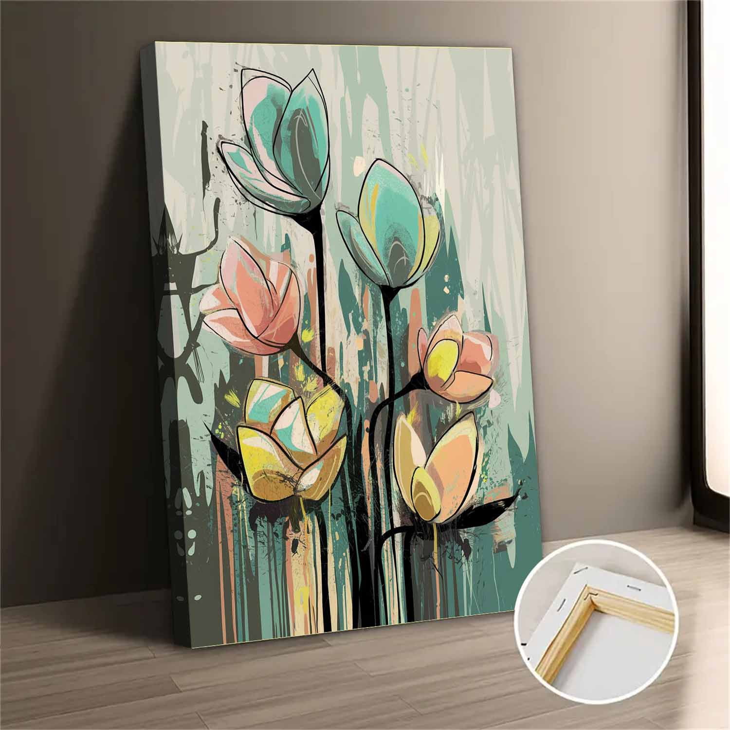 Vintage Abstract Canvas Wall Art Prints Modern Aesthetic Floral Wall ...