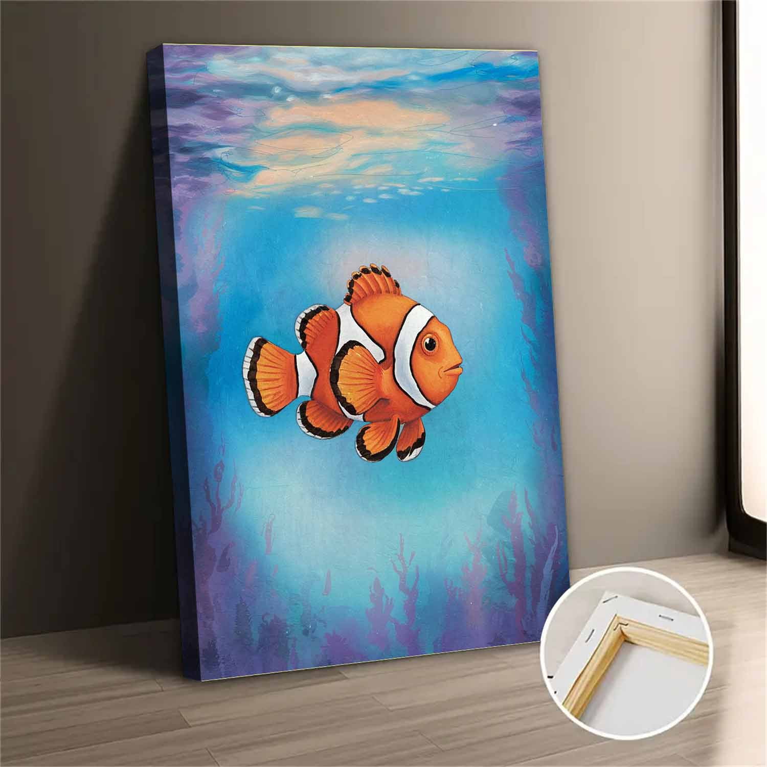 Vintage Abstract Clownfish Canvas Wall Art Print for Bedroom Living ...