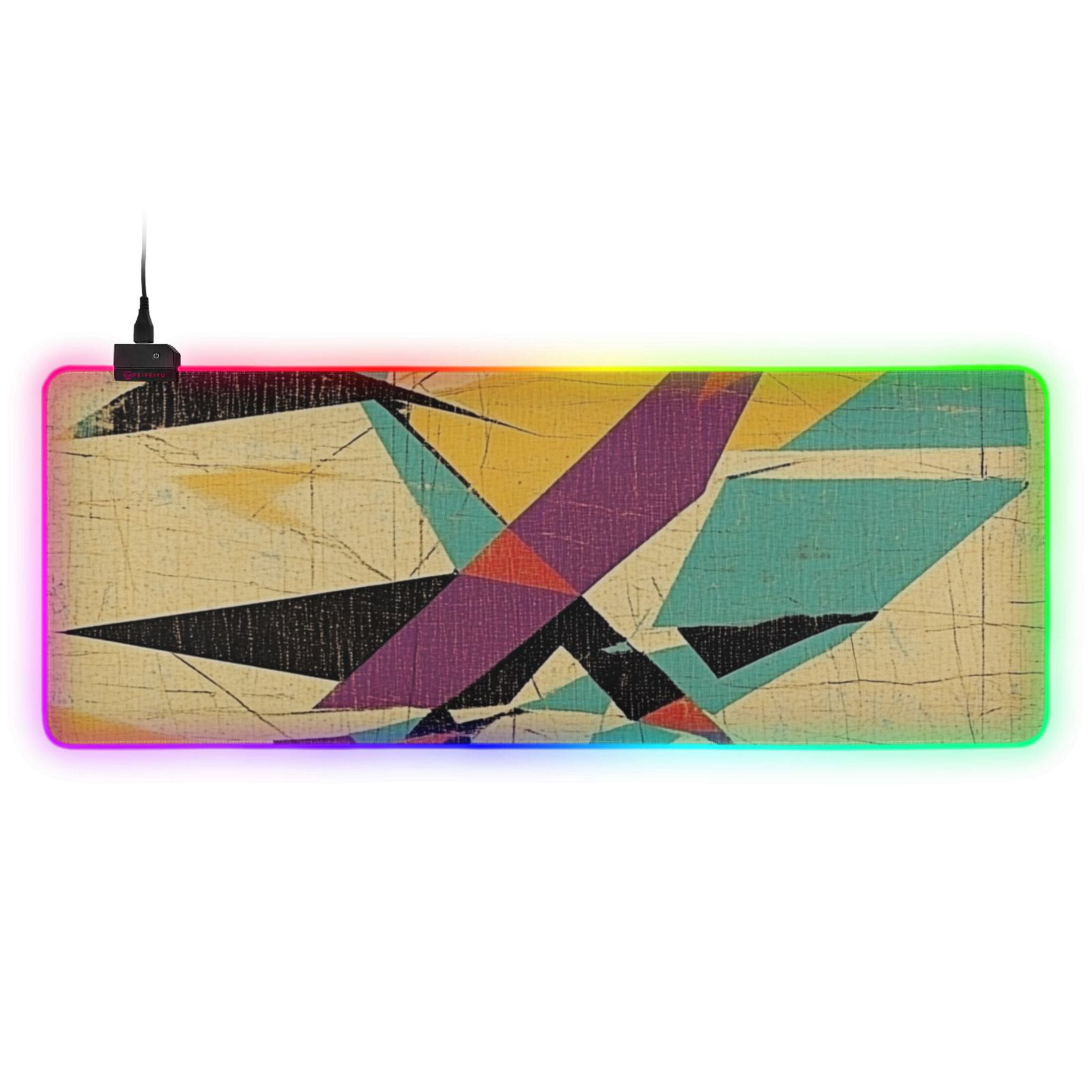 Vintage Abstract Design RGB Gaming Mouse Pad Large Keyboard Mat Rubber ...