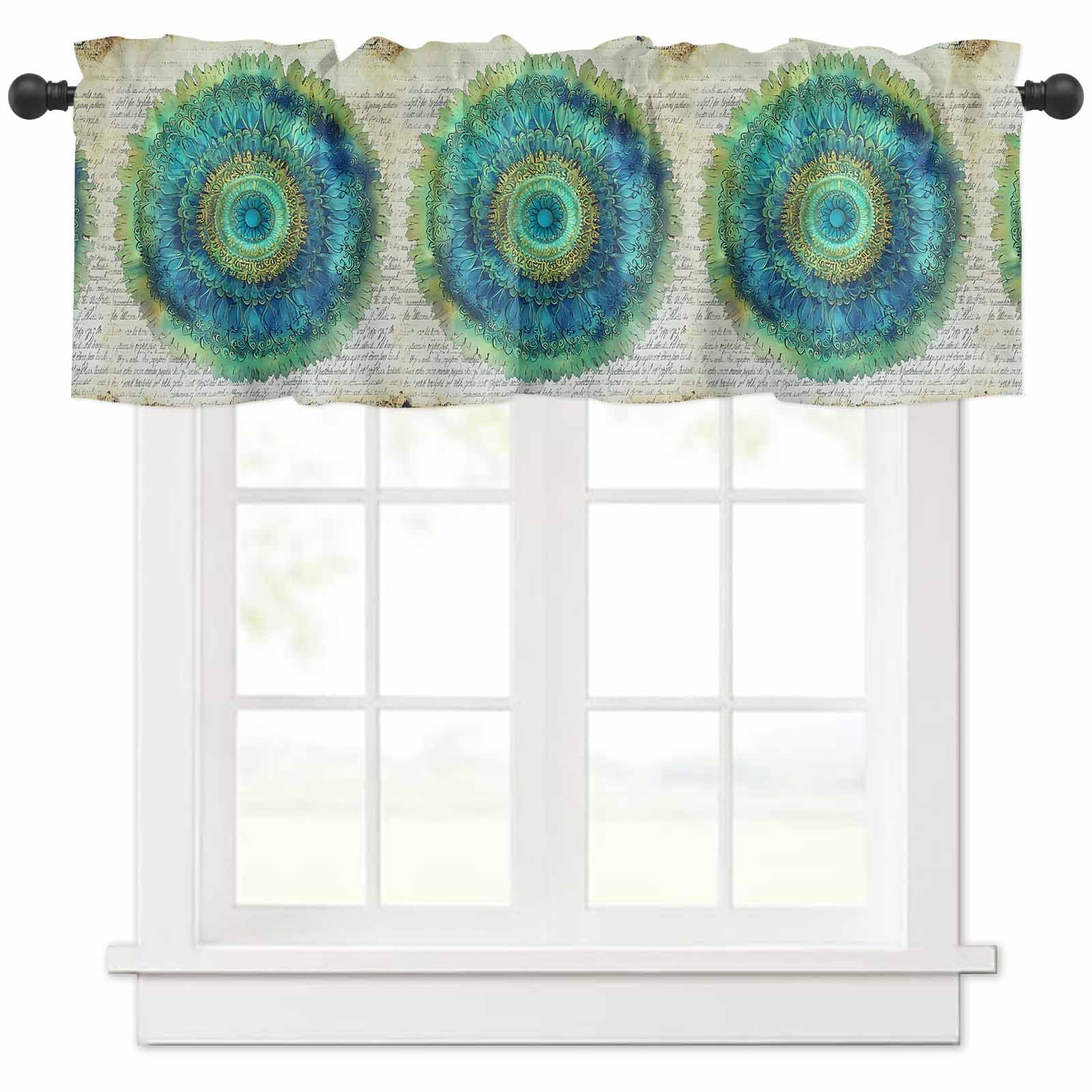 Vintage Abstract Floral Valances for Windows Farmhouse Kitchen Curtains ...