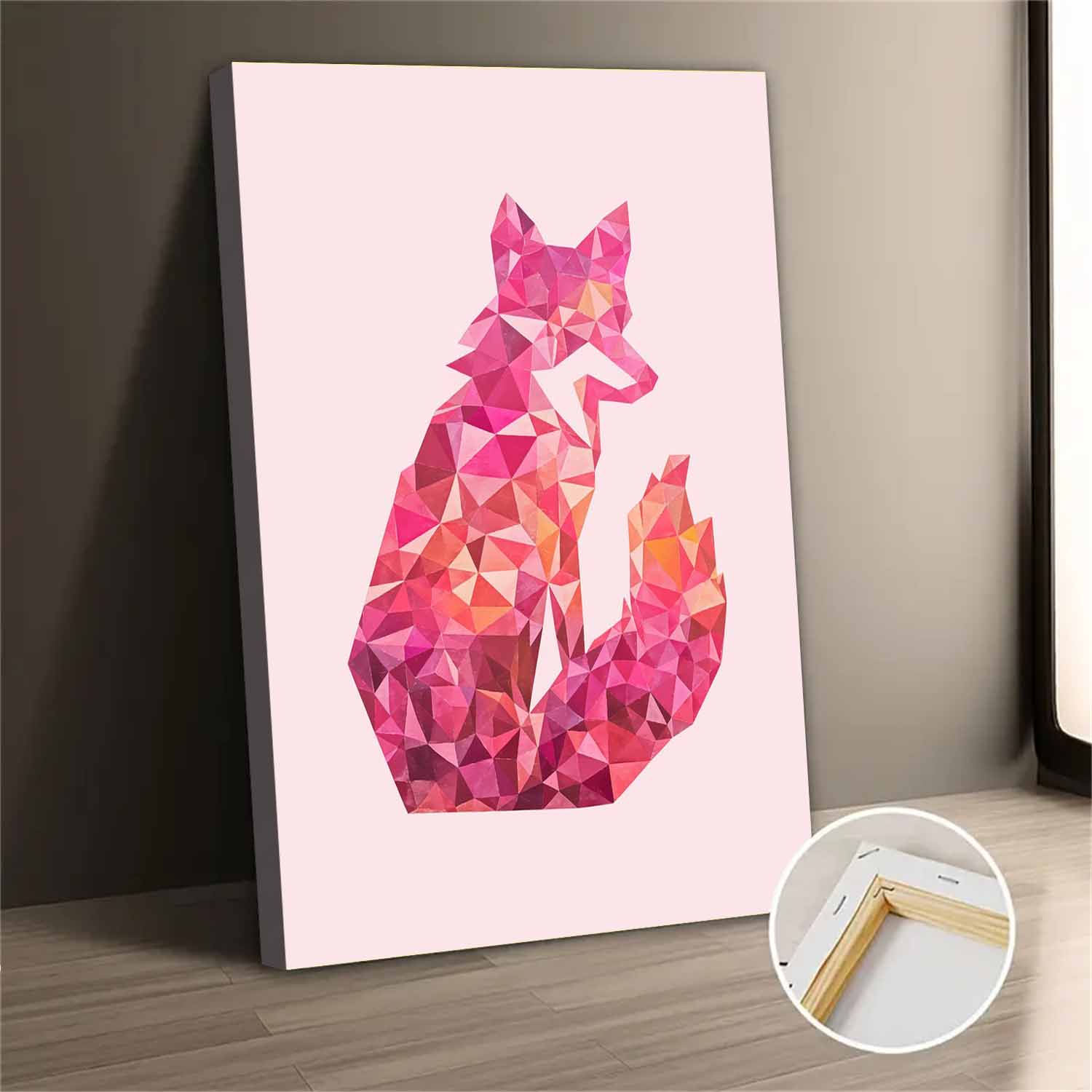 Vintage Abstract Geometric Fox Canvas Wall Art Print for Bedroom Living ...