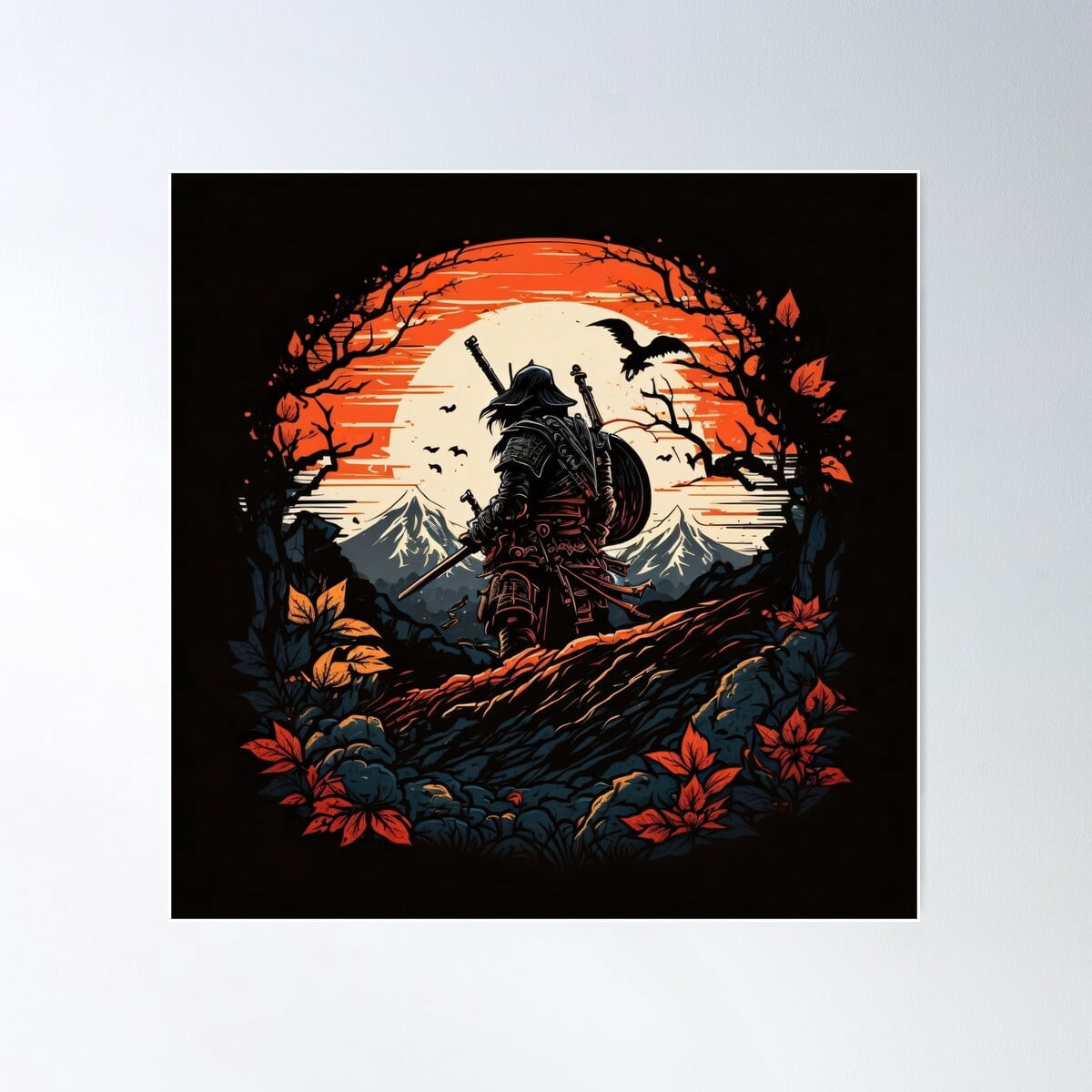 Vintage Abstract Japanese Samurai Wall Art | Fantasy Samurai Warrior ...