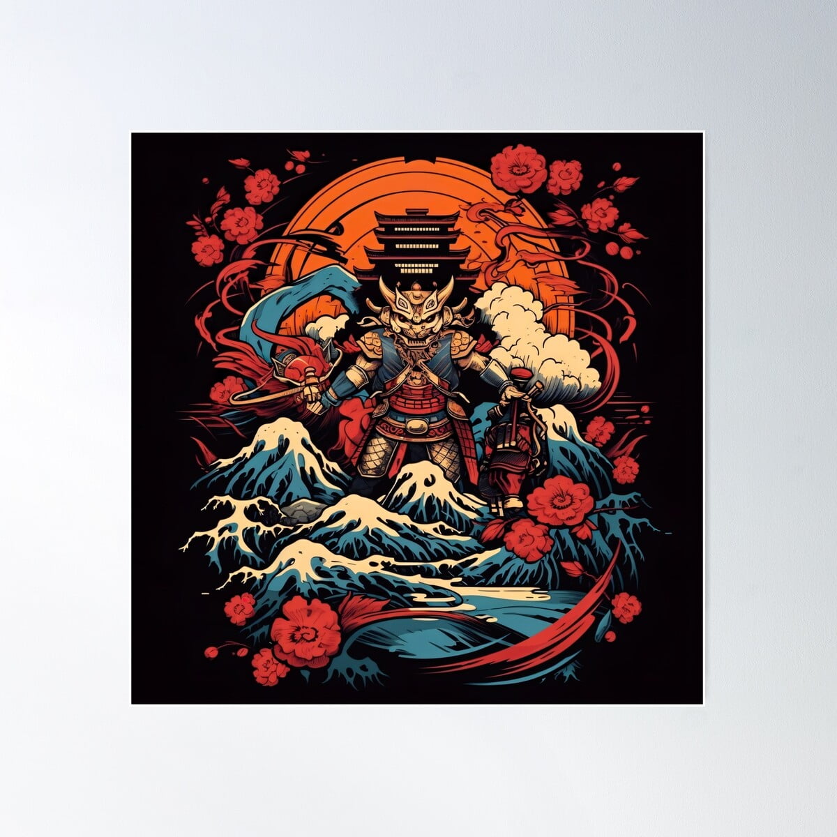 Vintage Abstract Japanese Samurai Wall Art | Fantasy Samurai Warrior ...