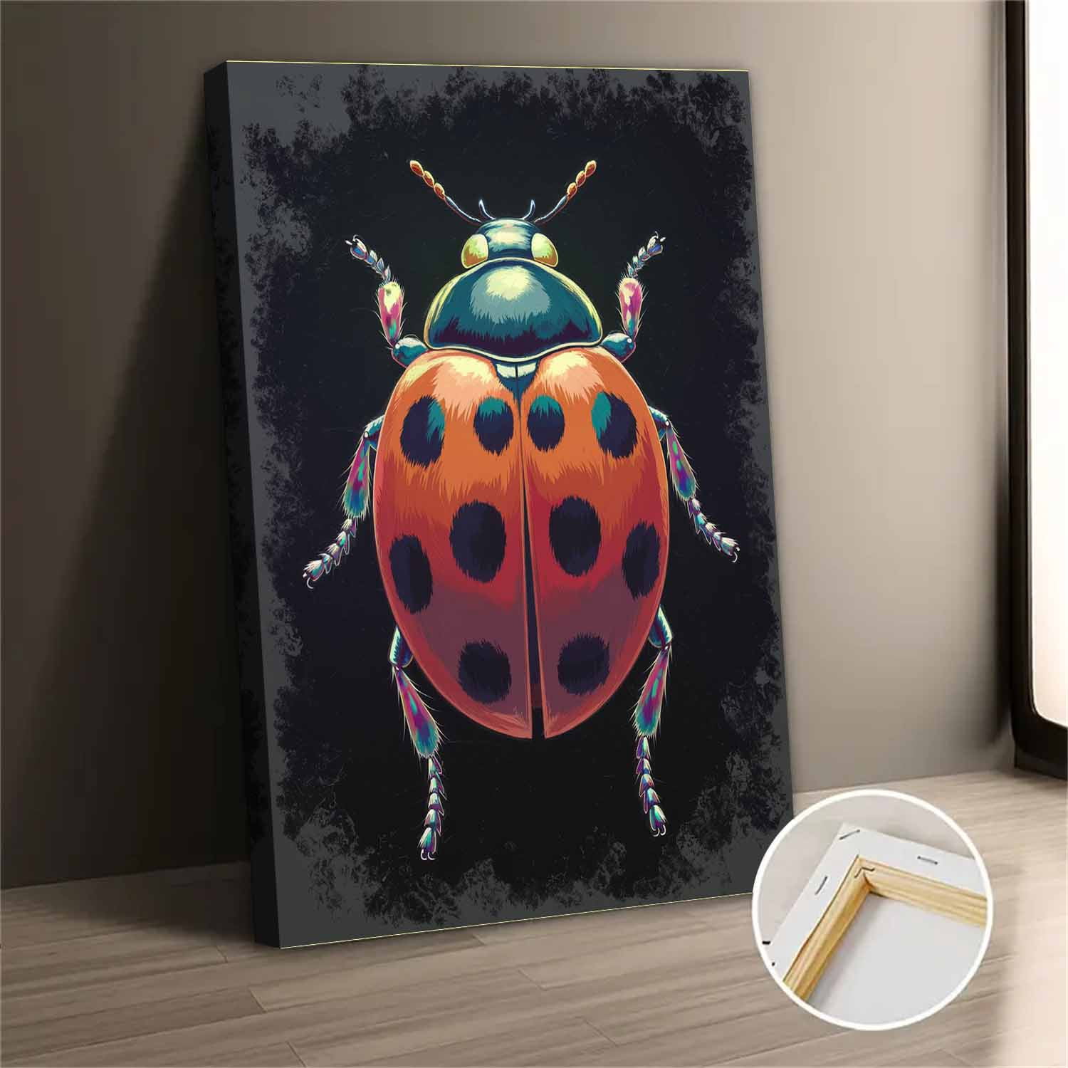 Vintage Abstract Ladybug Canvas Wall Art Print for Bedroom Living Room ...