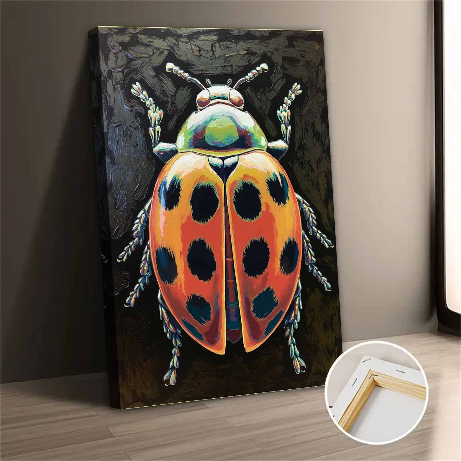 Vintage Abstract Ladybug Canvas Wall Art Print for Bedroom Living Room ...
