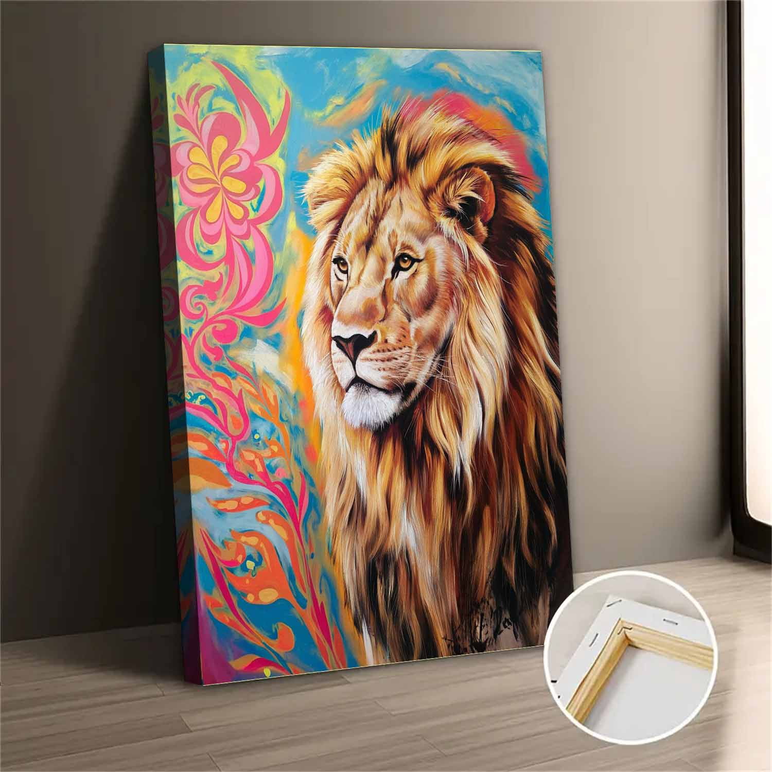 Vintage Abstract Lion Canvas Wall Art Print for Bedroom Living Room ...
