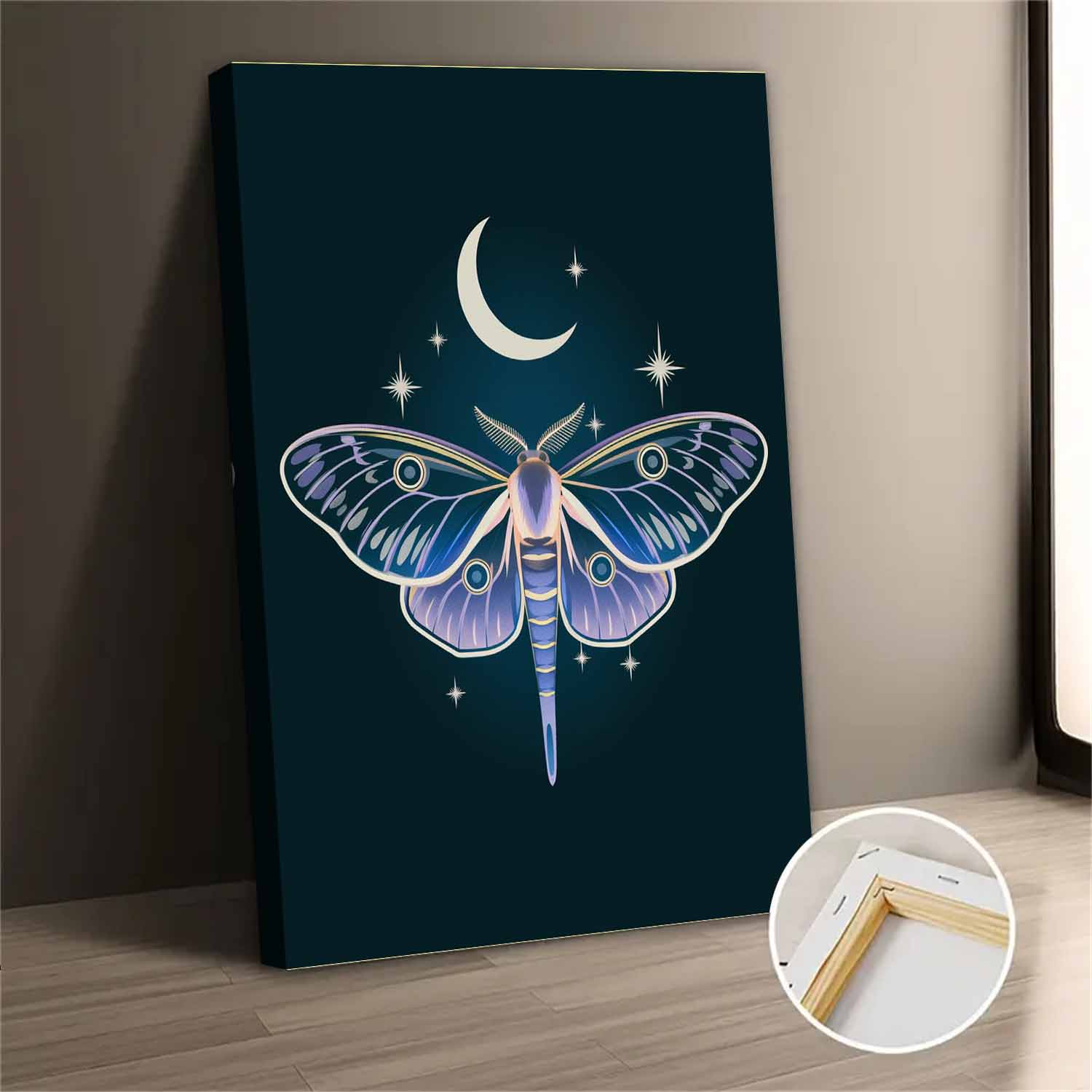 Vintage Abstract Moth Canvas Wall Art Print for Bedroom Living Room ...