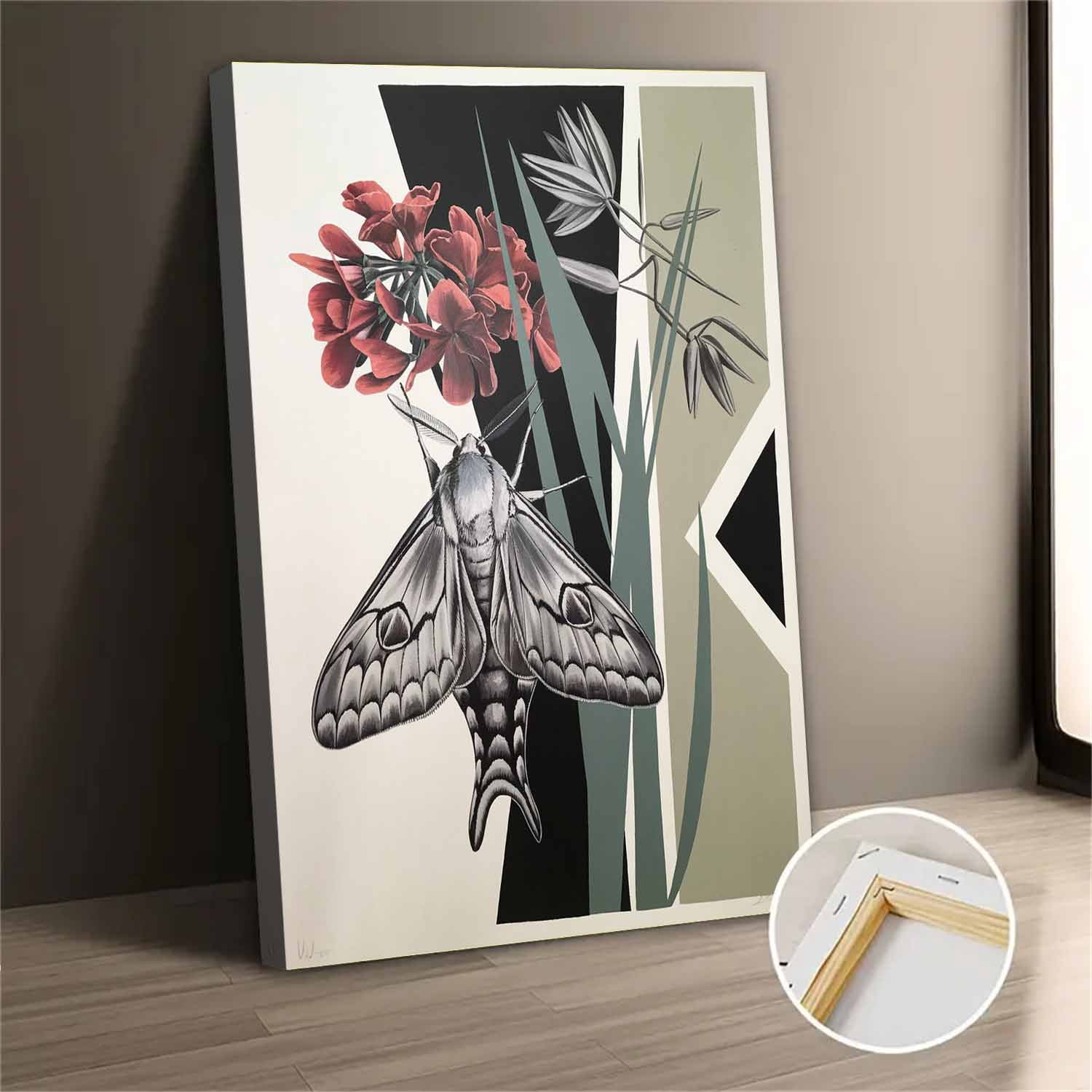 Vintage Abstract Moth Canvas Wall Art Print for Bedroom Living Room ...