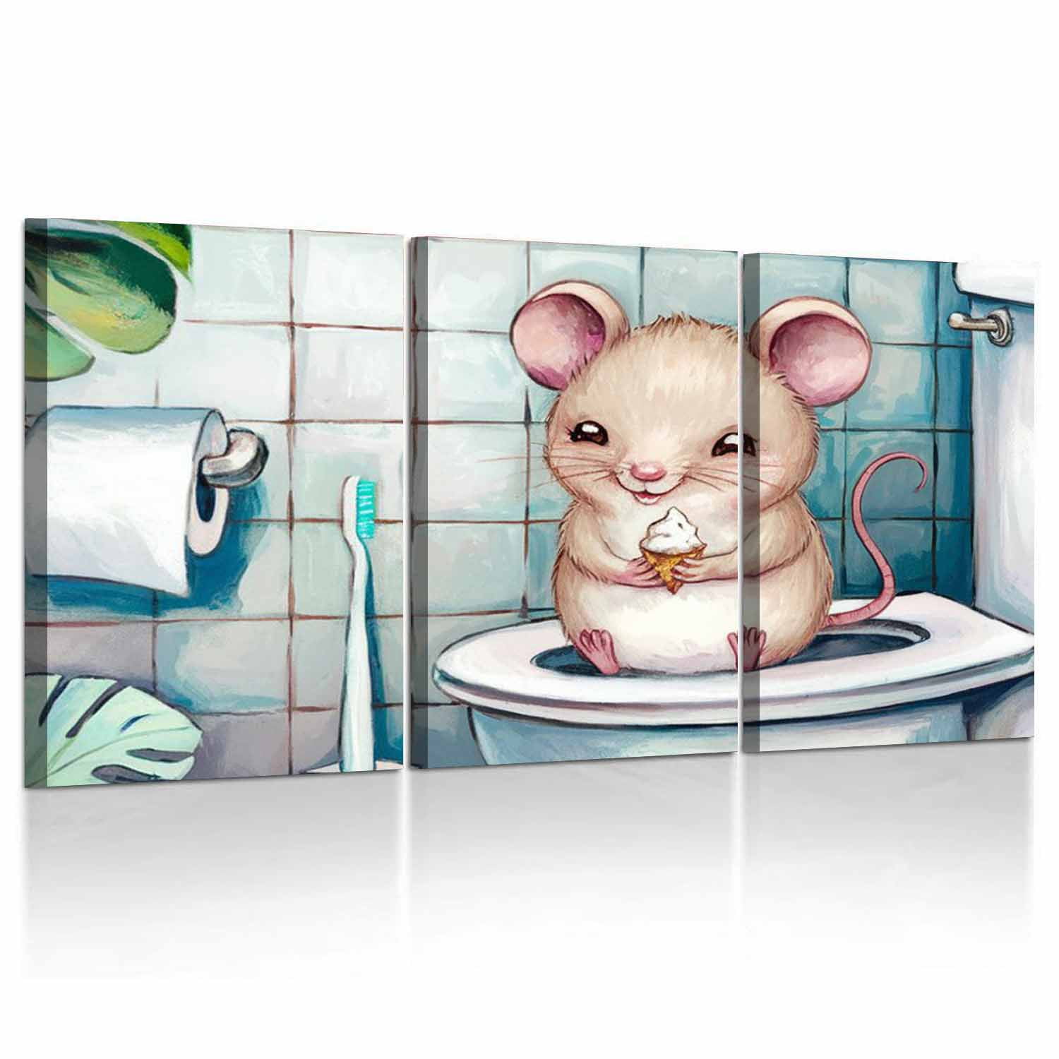 Vintage Abstract Mouse Canvas Wall Art Print for Bedroom Living Room ...