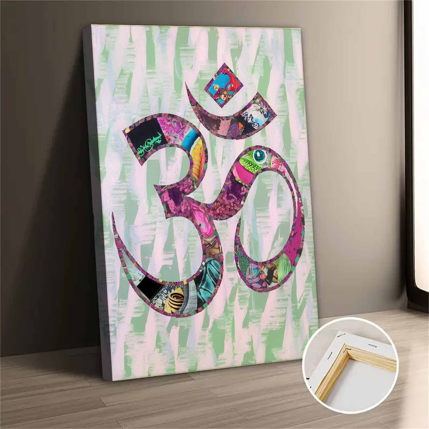 Vintage Abstract Om Symbol Canvas Wall Art Print for Bedroom Living ...
