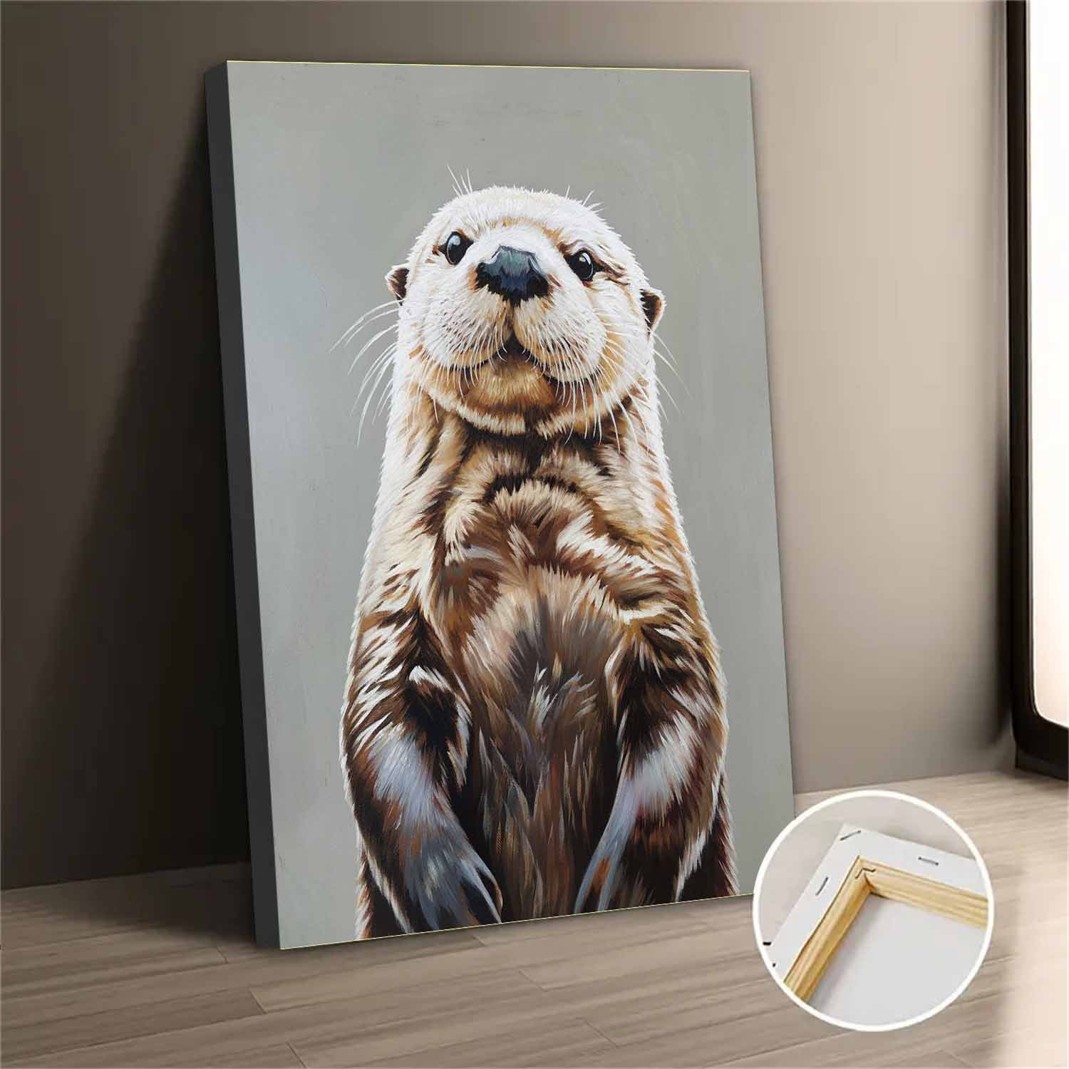 Vintage Abstract Otter Canvas Wall Art Print for Bedroom Living Room ...