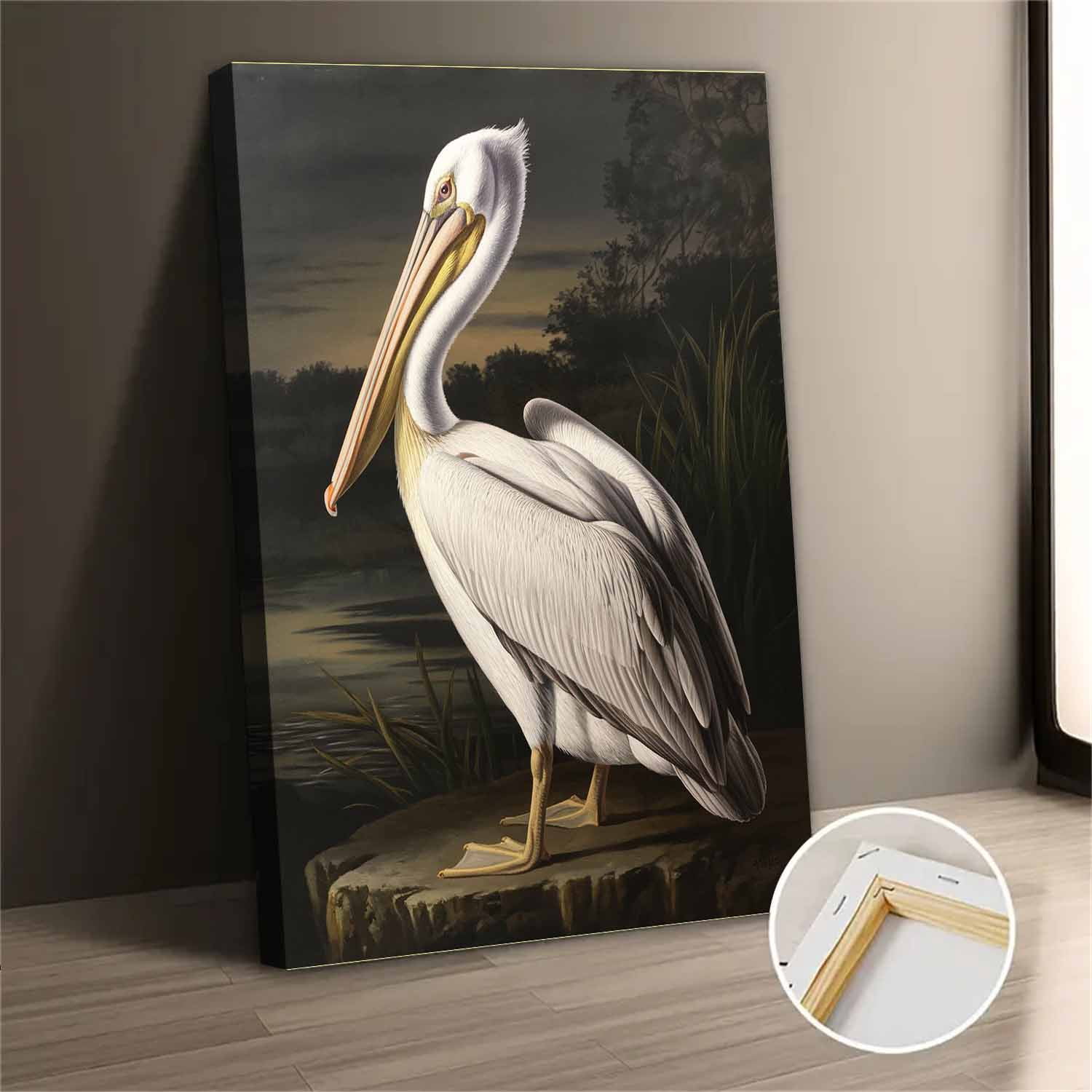 Vintage Abstract Pelican Canvas Wall Art Print for Bedroom Living Room ...