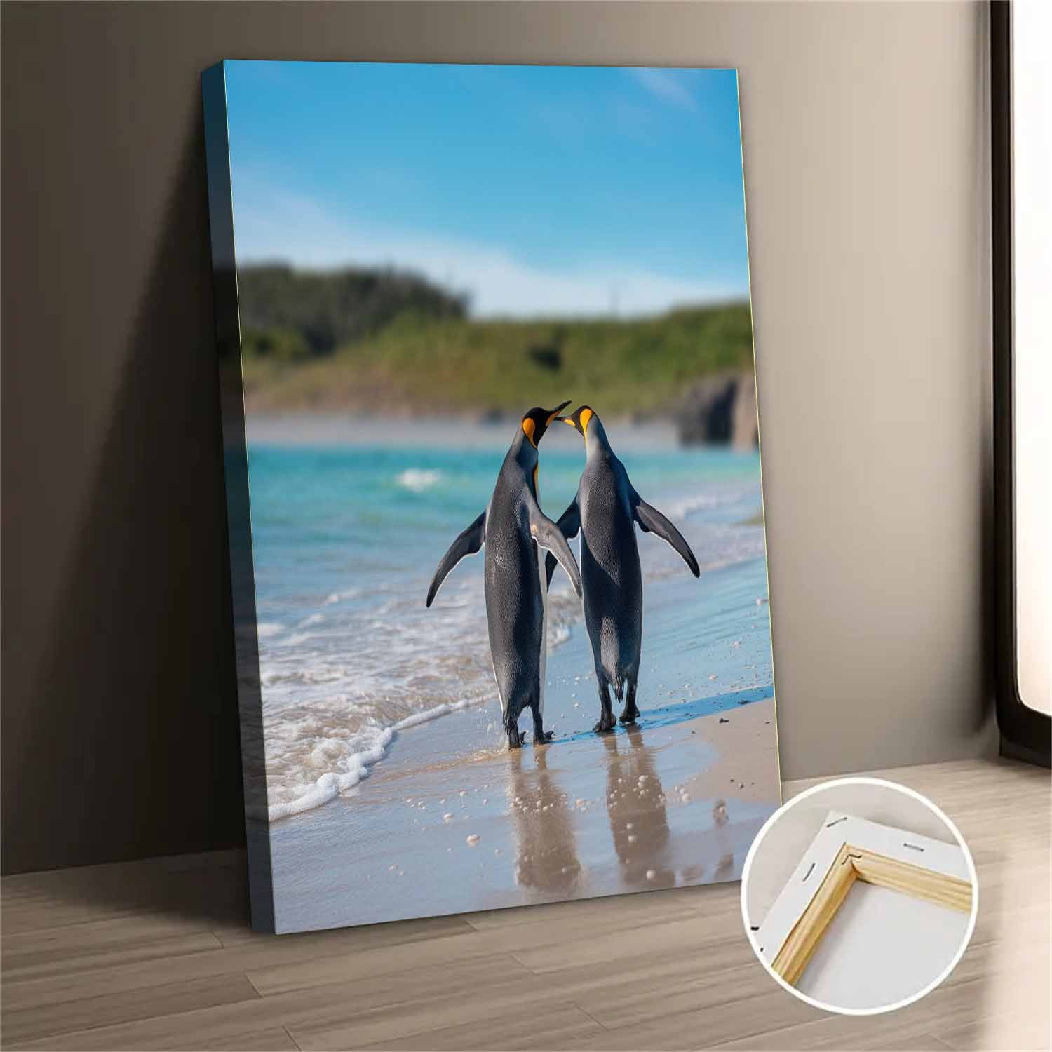 Vintage Abstract Penguin Canvas Wall Art Print for Bedroom Living Room ...