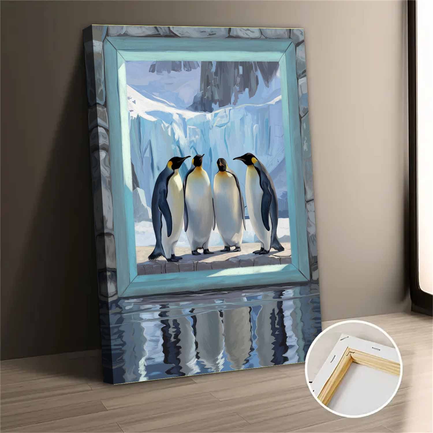 Vintage Abstract Penguin Canvas Wall Art Print for Bedroom Living Room ...