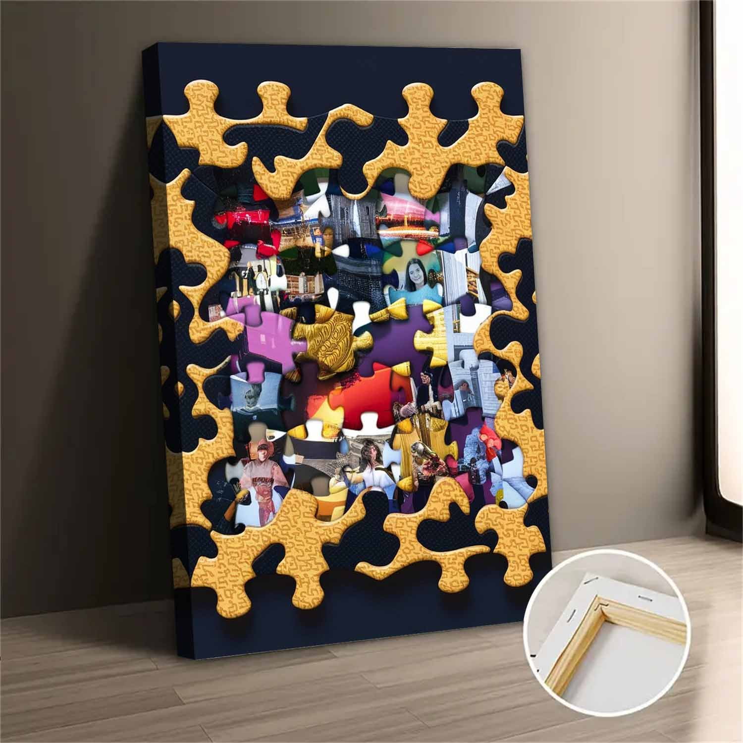 Vintage Abstract Puzzle Canvas Wall Art For Living Room Decoration ...