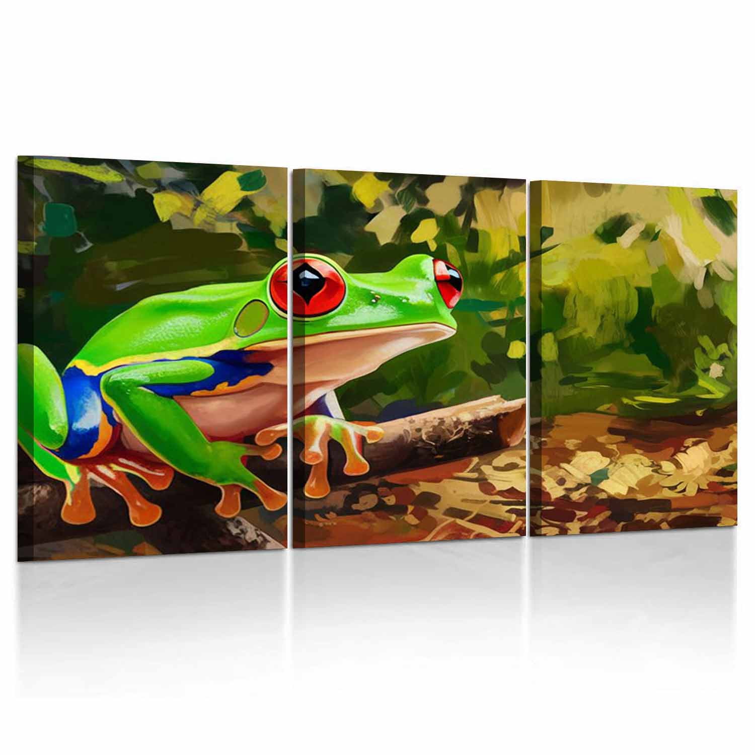 Vintage Abstract Red Eyed Tree Frog Canvas Wall Art Print for Bedroom ...