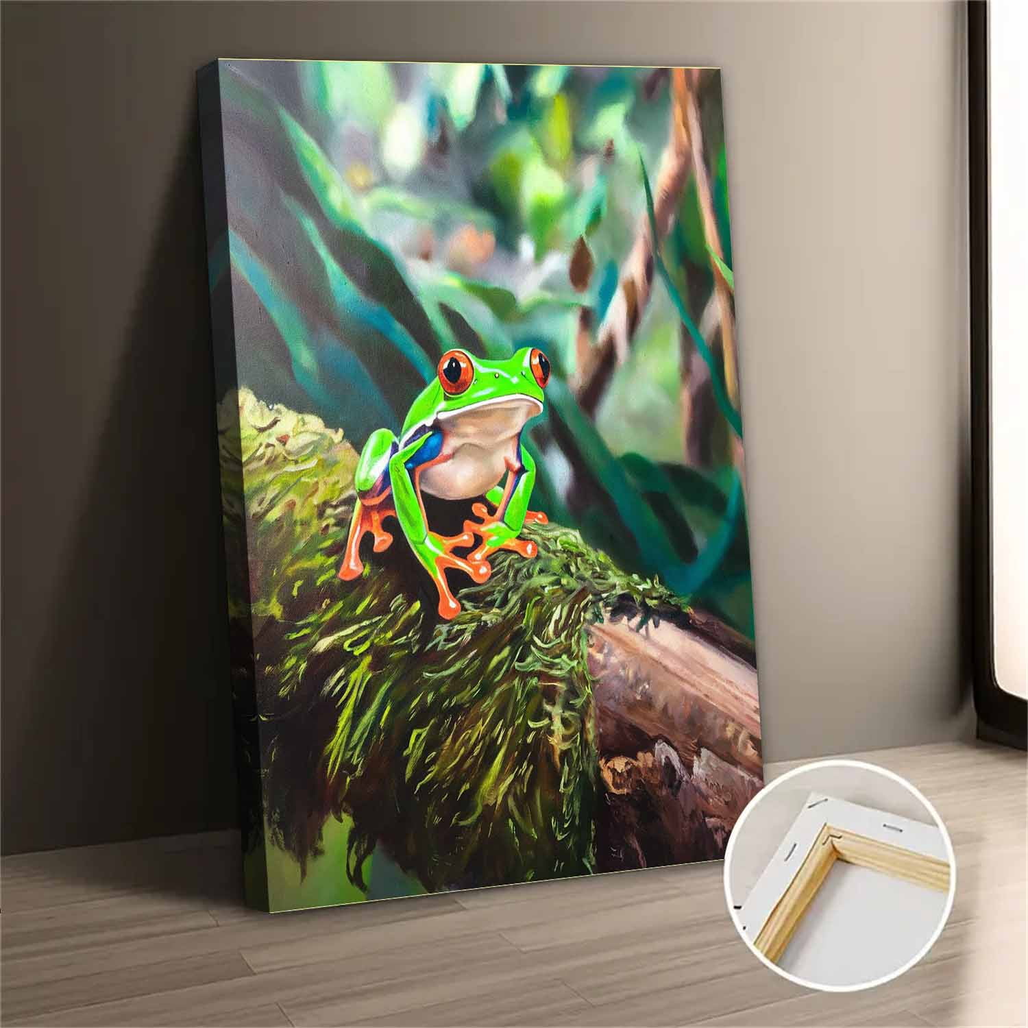 Vintage Abstract Red Eyed Tree Frog Canvas Wall Art Print for Bedroom ...