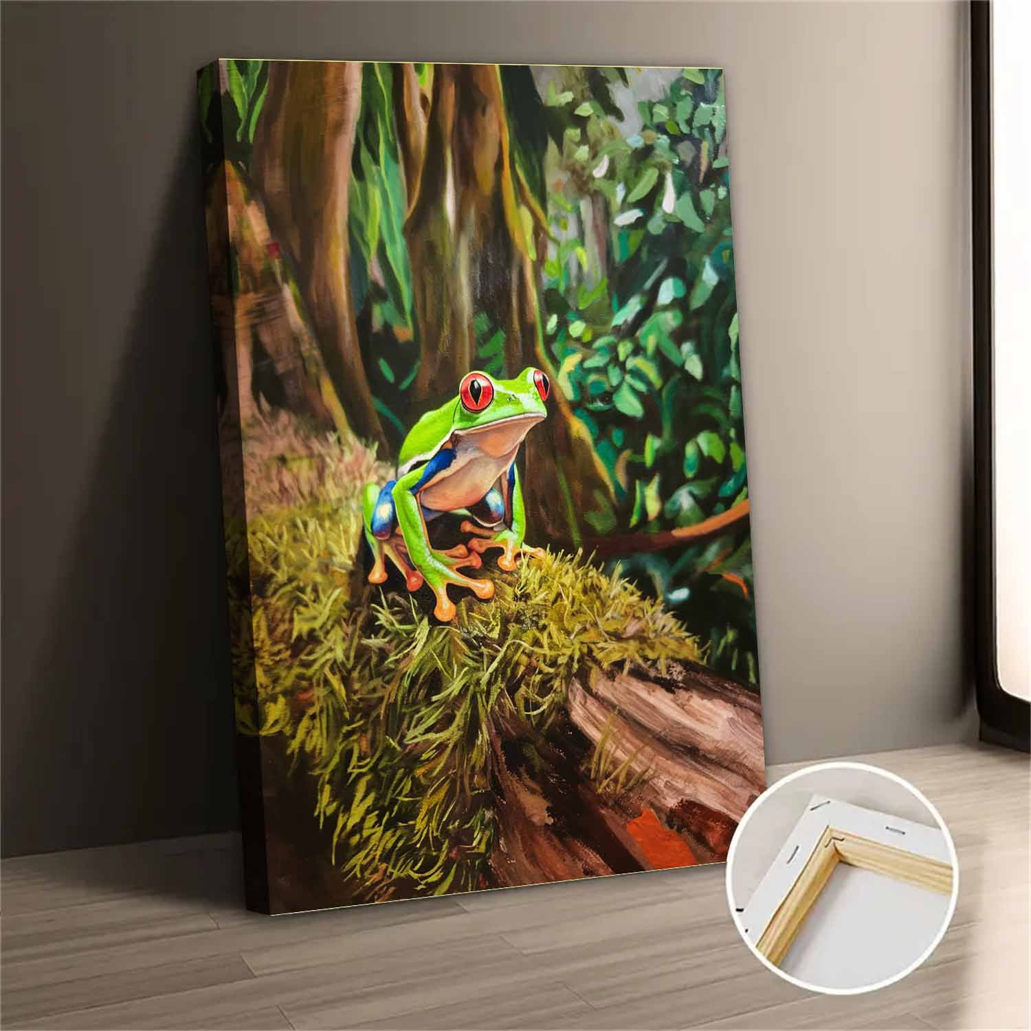 Vintage Abstract Red-Eyed Tree Frog Canvas Wall Art for Bedroom Living ...