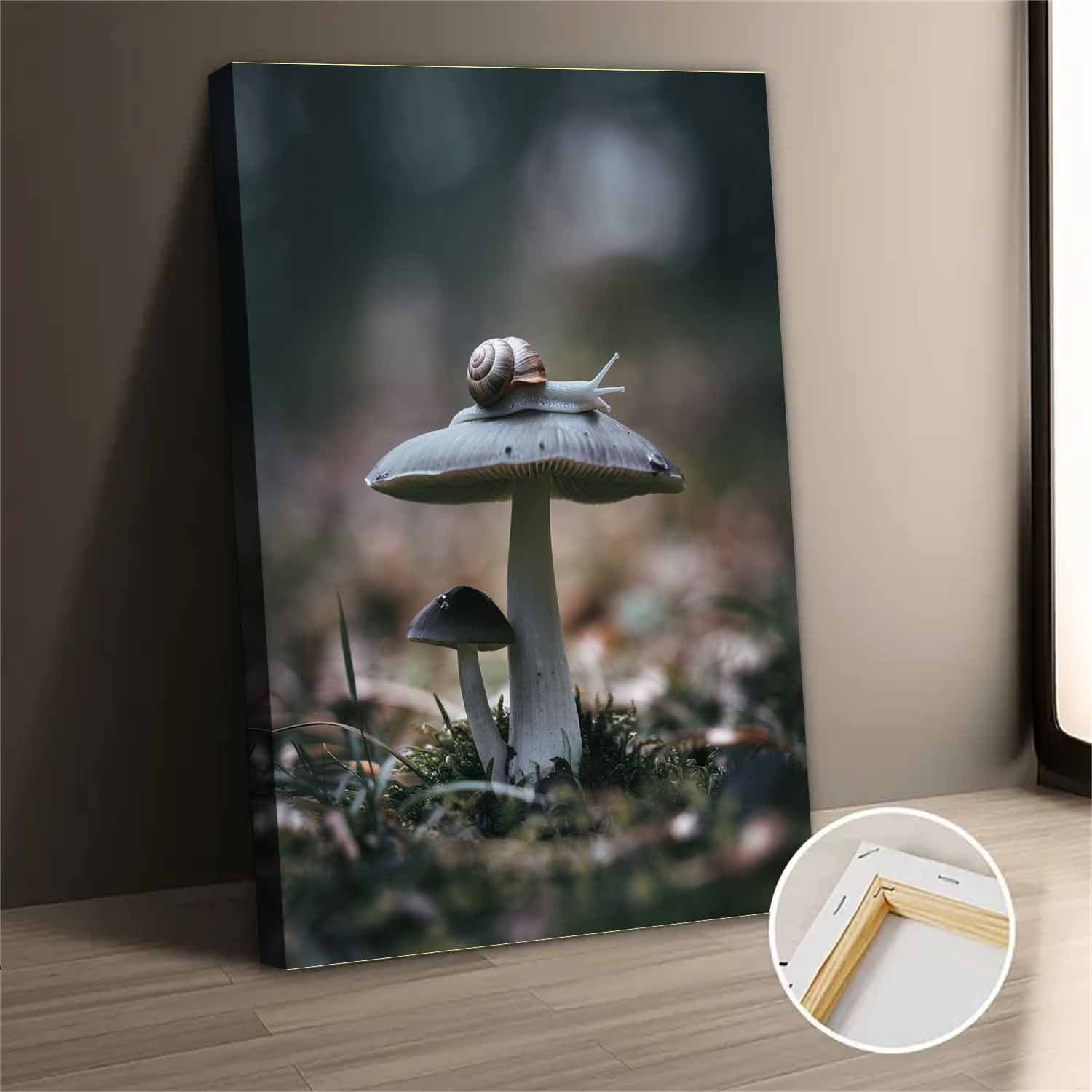Vintage Abstract Snail Mushroom Canvas Wall Art Print for Bedroom ...
