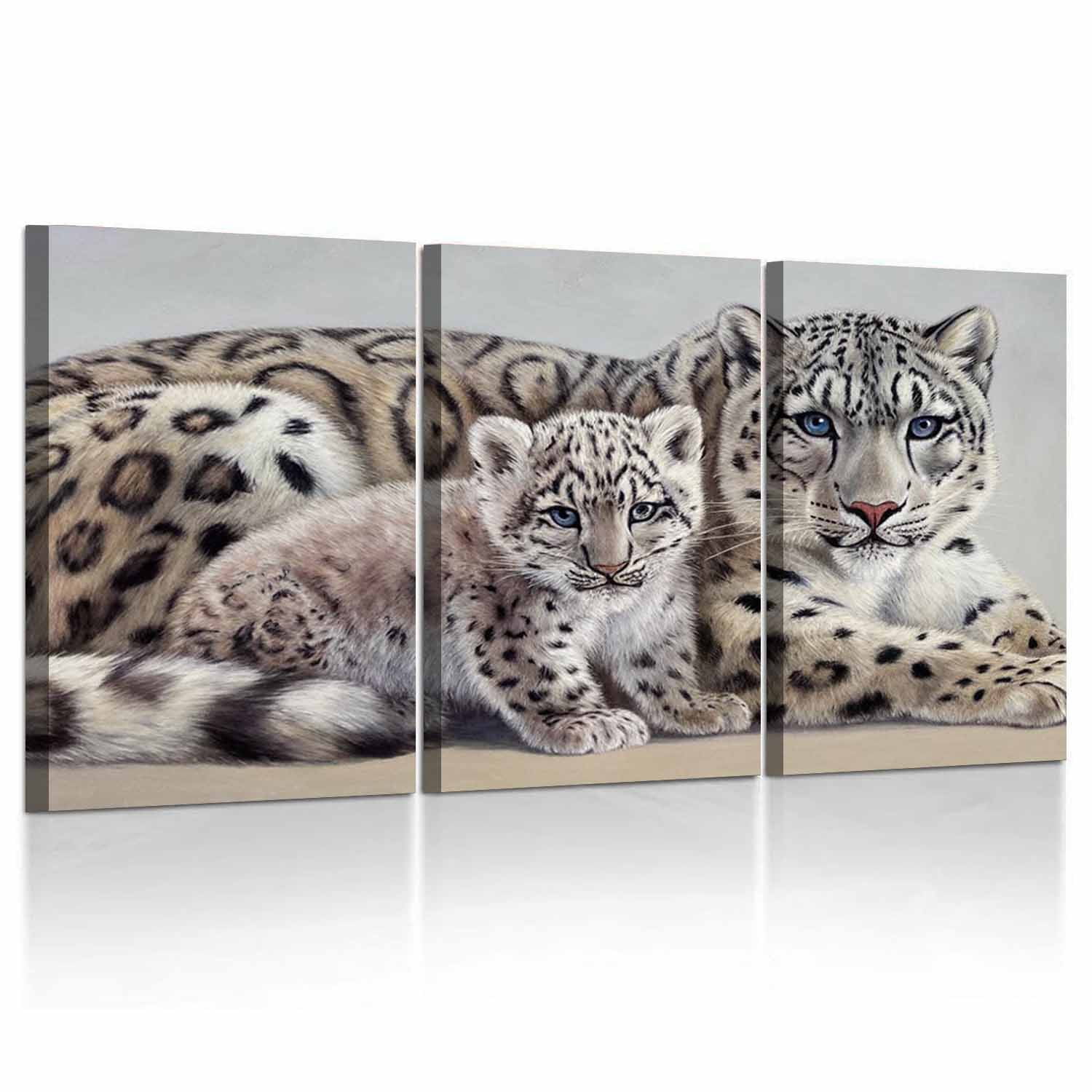 Vintage Abstract Snow Leopard Canvas Wall Art Print for Bedroom Living ...
