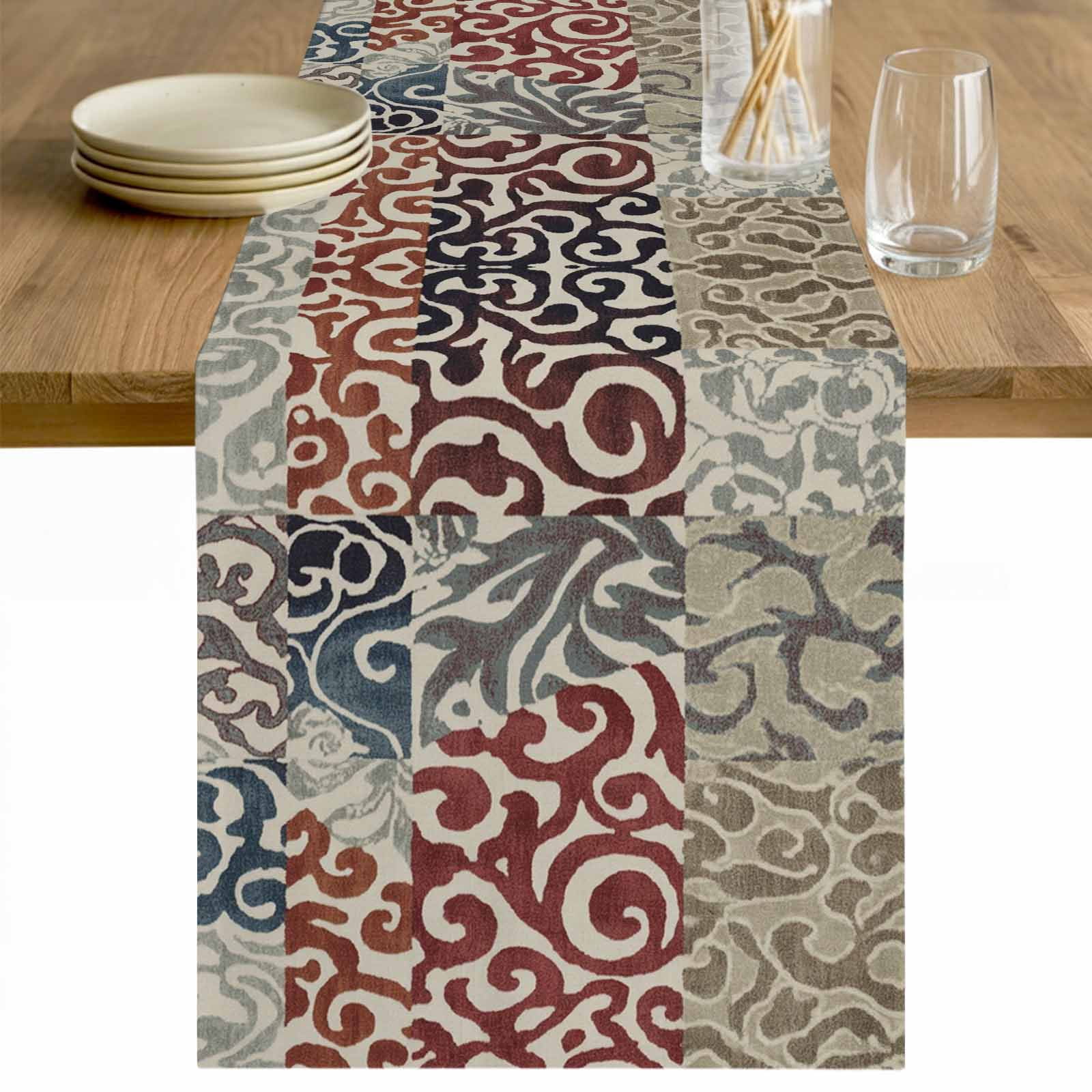 Vintage Abstract Table Runner - 70 Inch Long Retro Classic Pattern ...