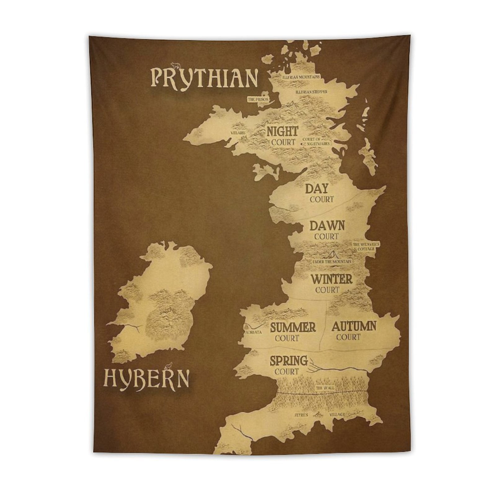 Vintage Acotar Prythian Map Japanese Anime Tapesty Wall Tapestry ...