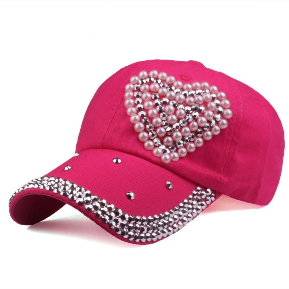 Vintage Adjustable Pearl Sunshade Heart Shaped Snapback Hat Ponytail ...