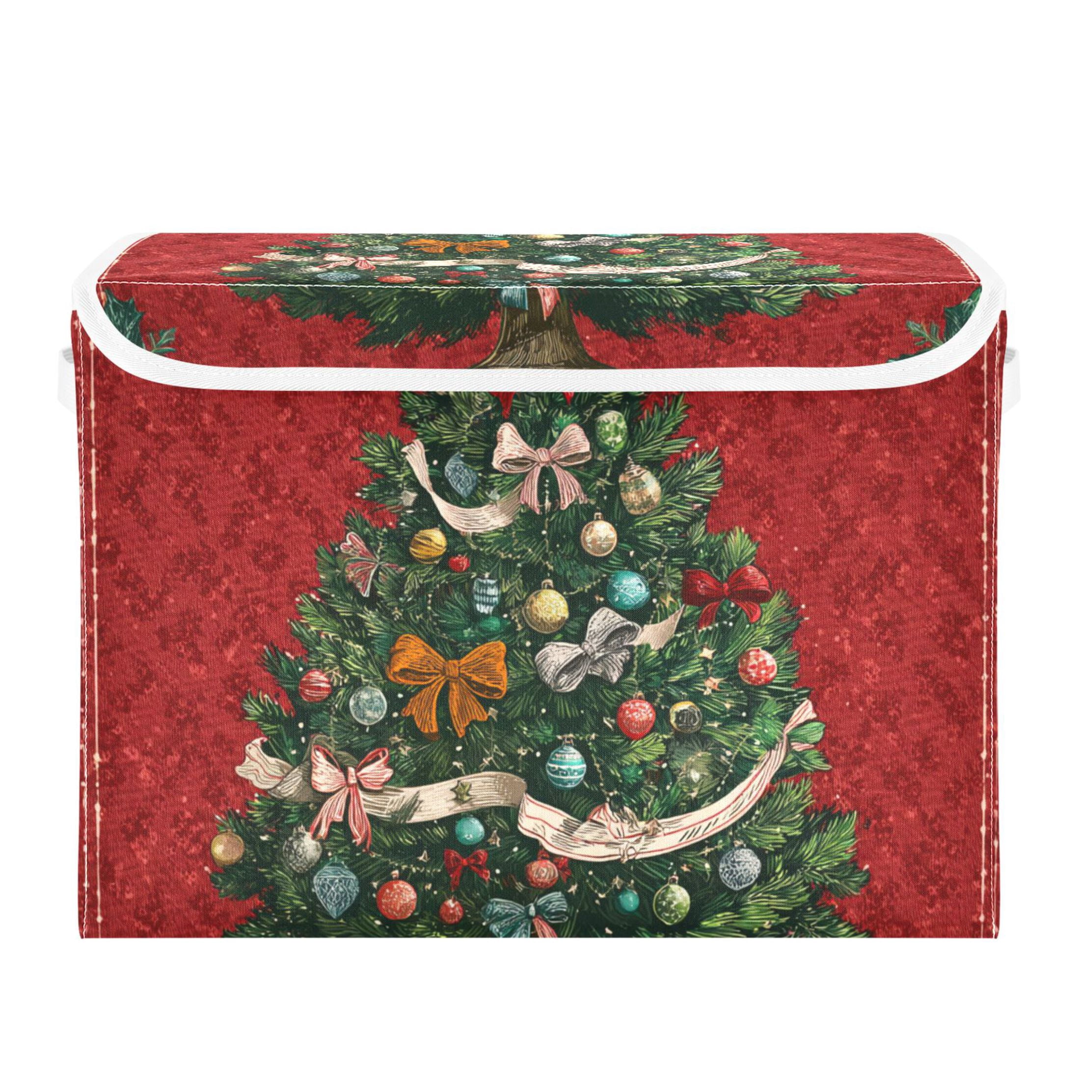 Vintage Adorable Christmas Tree Foldable Storage Bins with Lids Handles ...