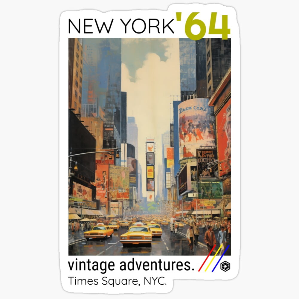 Vintage Adventures 60S New York City Travel Poster Glossy Stickerphone ...