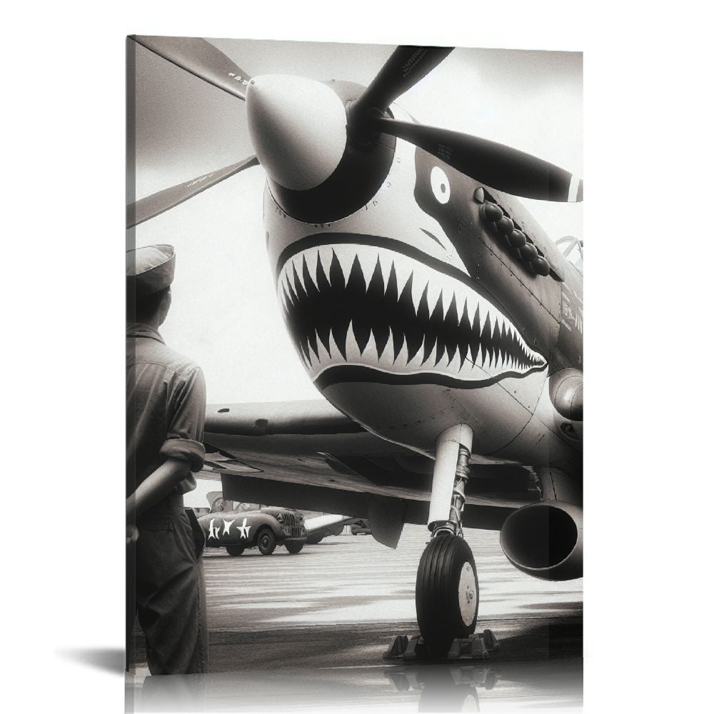 Vintage Aesthetic Poster Flying Tigers P-40 Warhawk Fighter Jet Warm-up ...