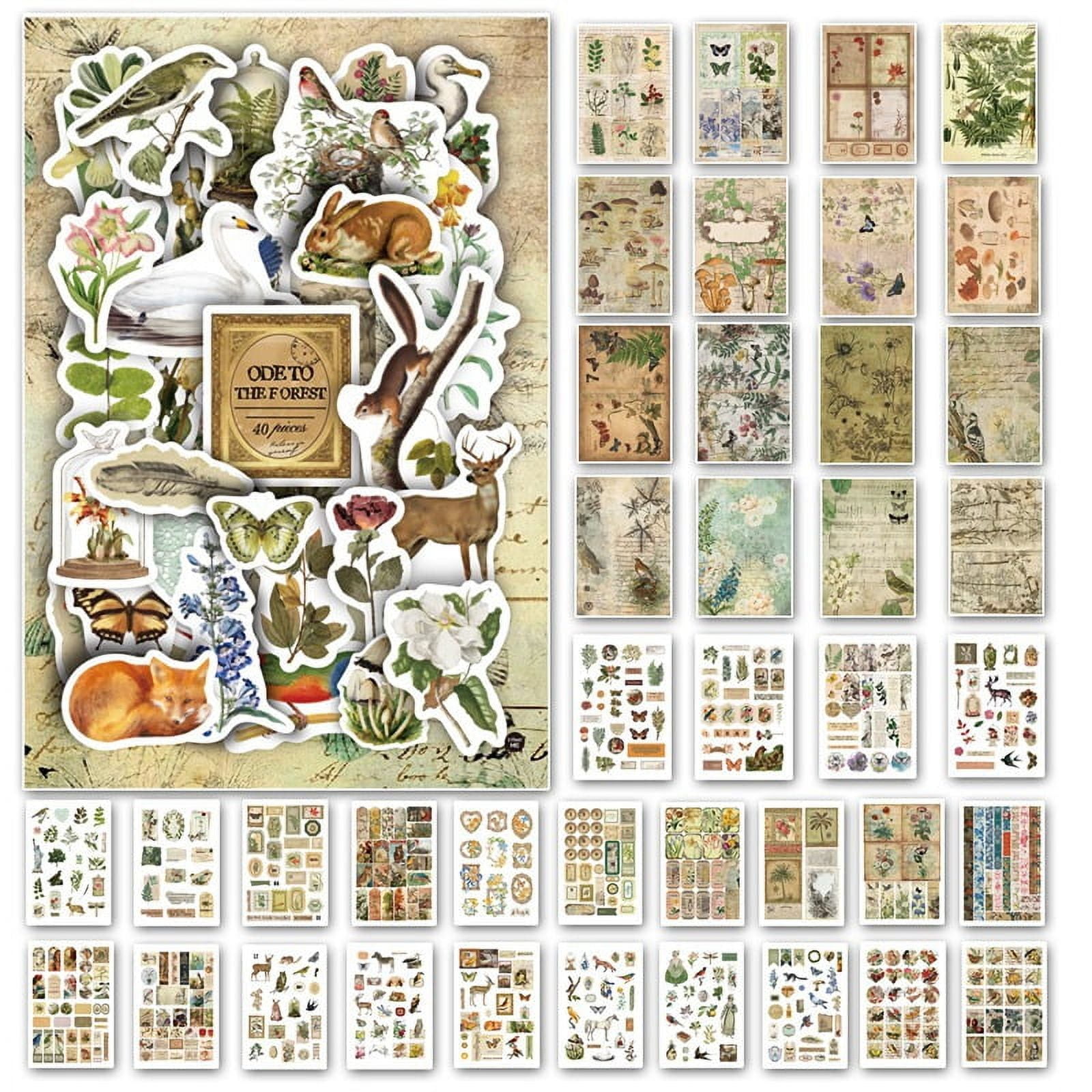 Vintage Aesthetic Washi Stickers Paper for Scrapbooking, 40 Sheets ...
