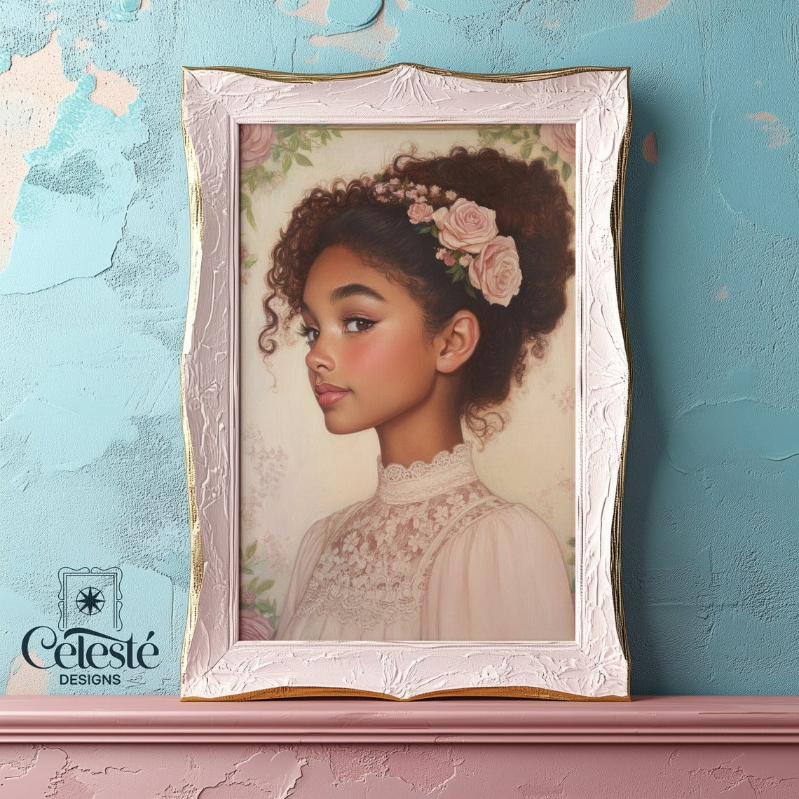 Vintage African American Portrait, Coquette Girl With Flowers 771 ...