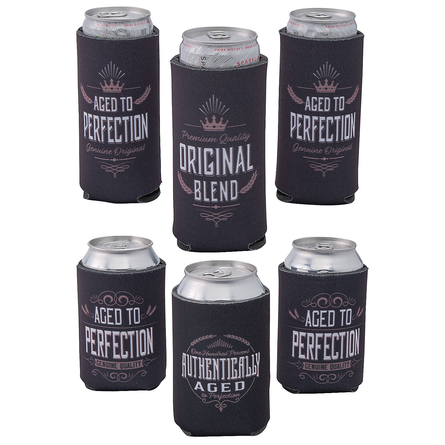 Vintage Aged to Perfection Slim & Standard Can Coolers - 24 Pc ...