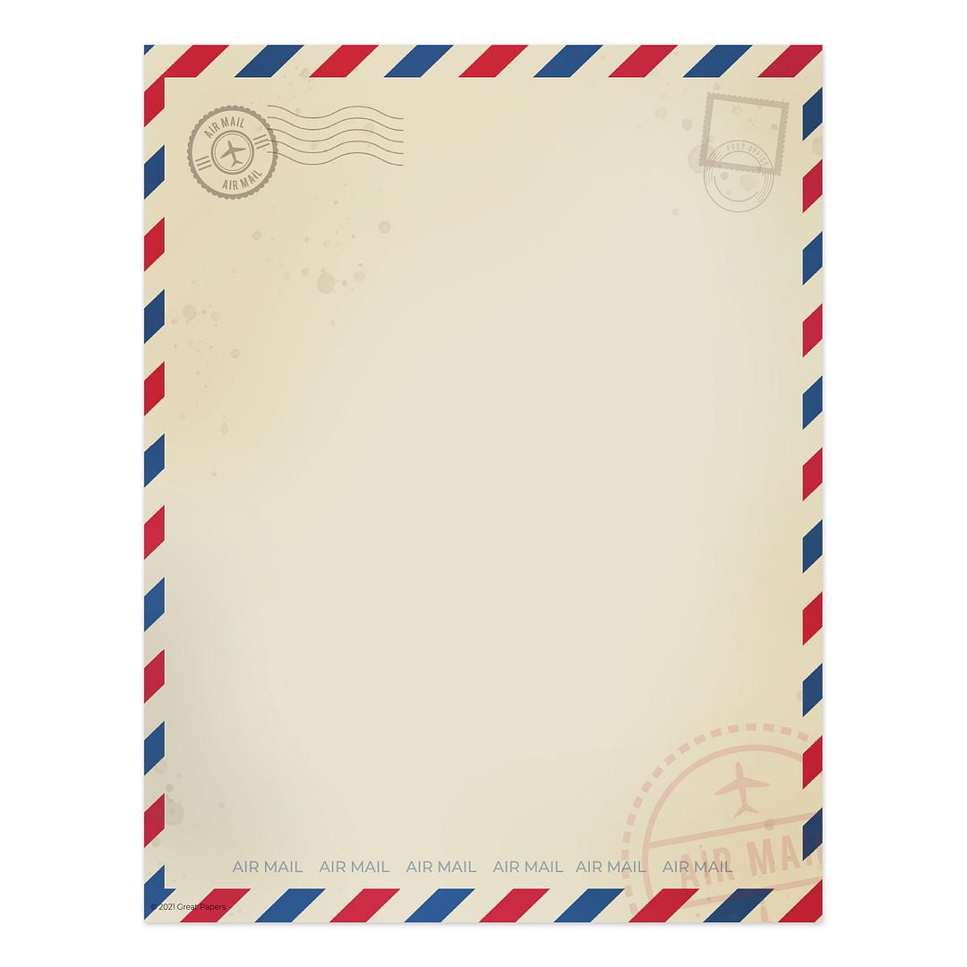 Great Papers! Vintage Air Mail Letterhead, 50 Sheets, 8.5 x 11 Rustic ...