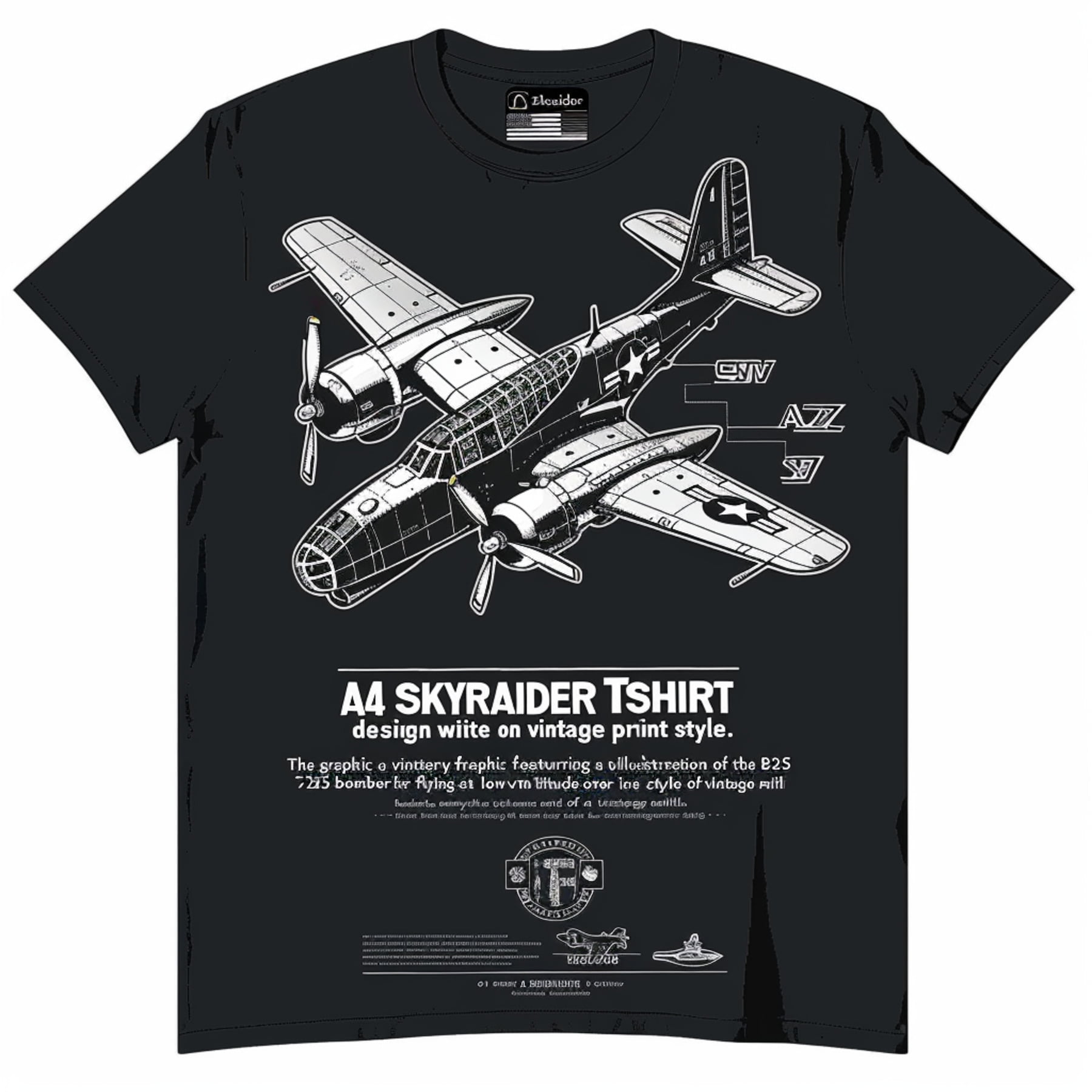 Vintage Aircraft A4 Skyraider T Shirt Classic Design with B25 ...