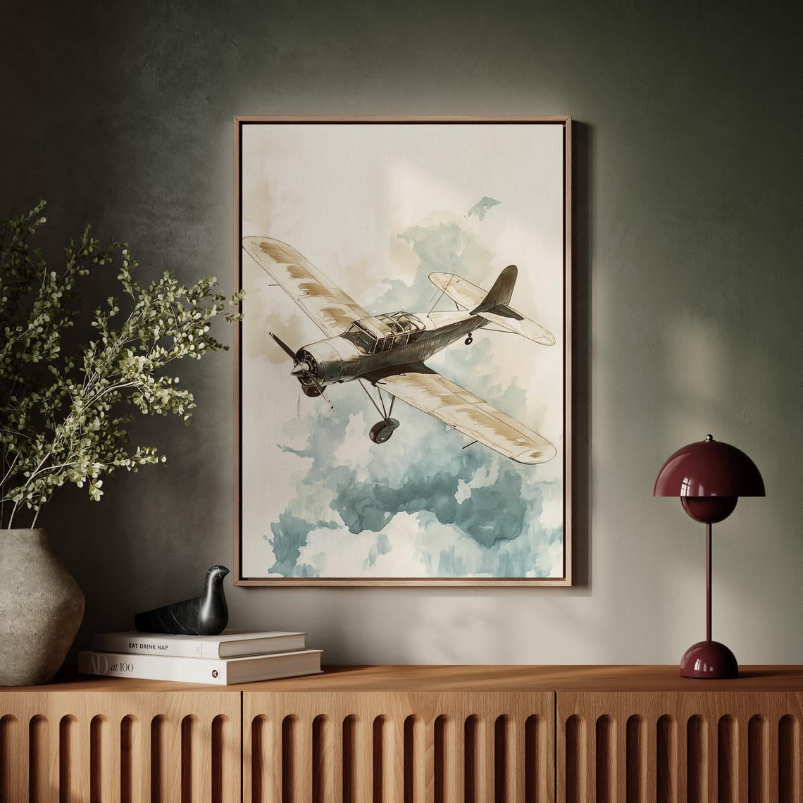 Vintage Airplane Art – Retro Pilot Prop Plane Illustration For Aviation ...