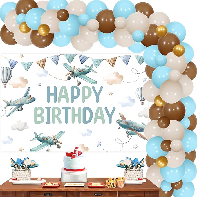 Vintage Airplane Birthday Decoration Vintage Airplane Birthday Backdrop ...