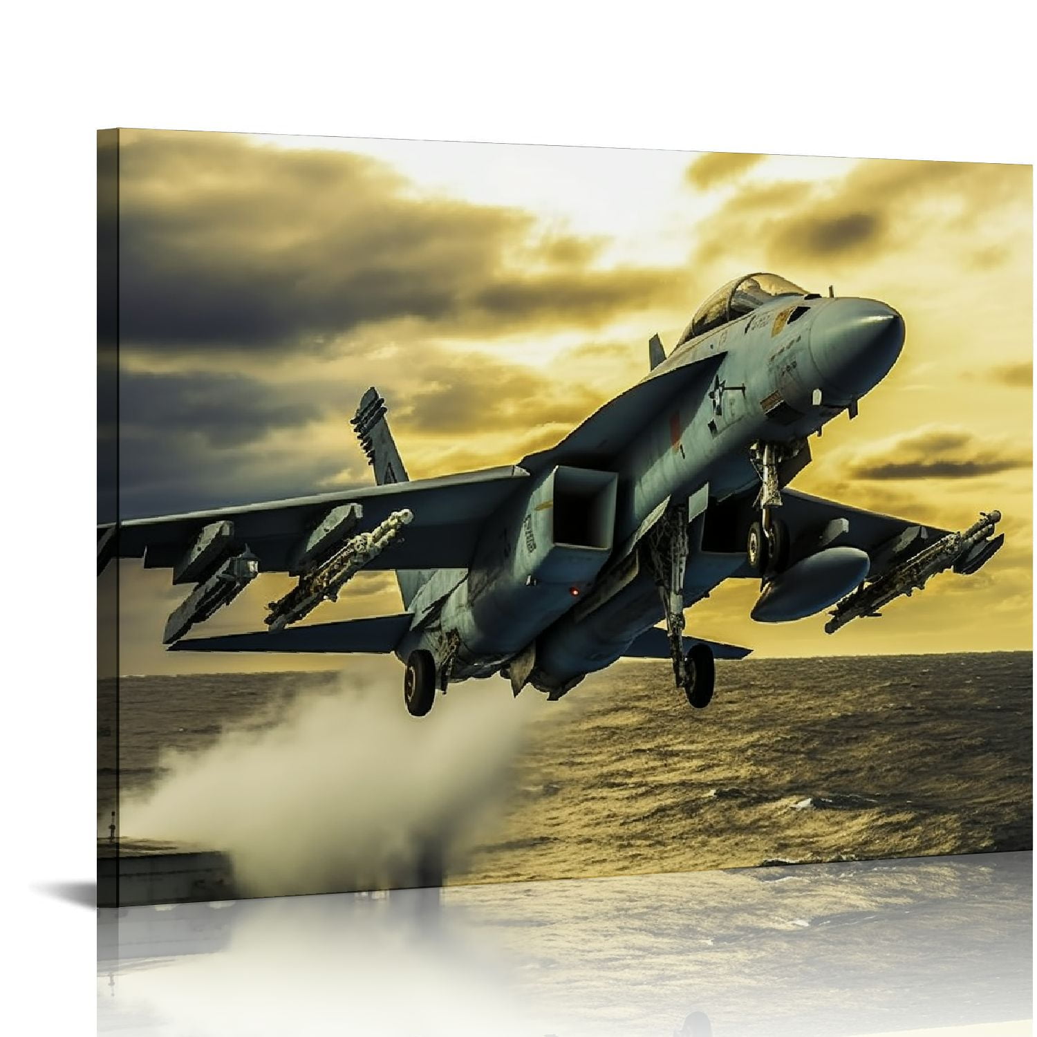 Vintage Airplane Decor Airplane Canvas Wall Art USA Military Fighter ...