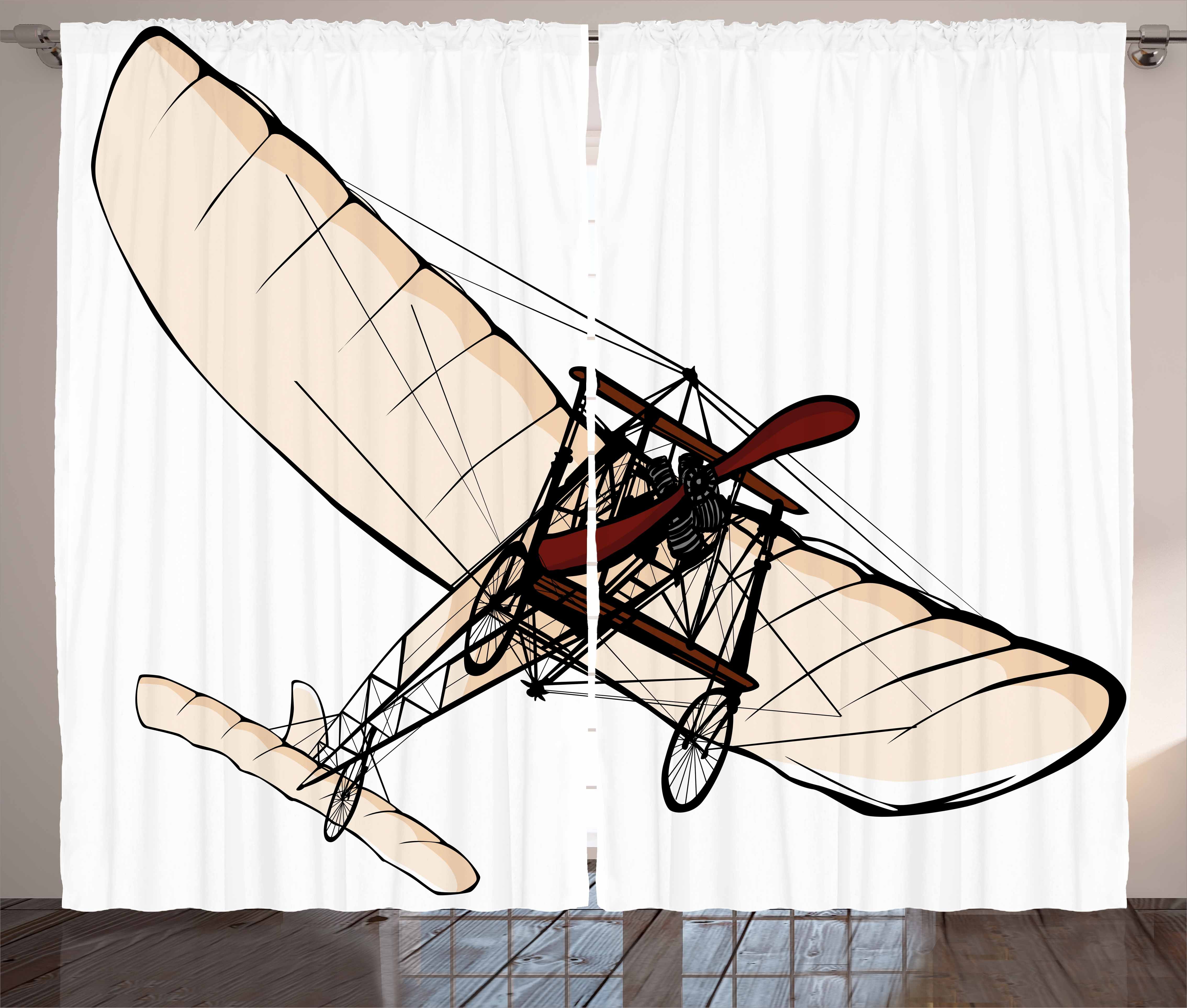 Ambesonne Vintage Airplane Curtains 2 Panel Set, Old Engine, 108" x 84 ...