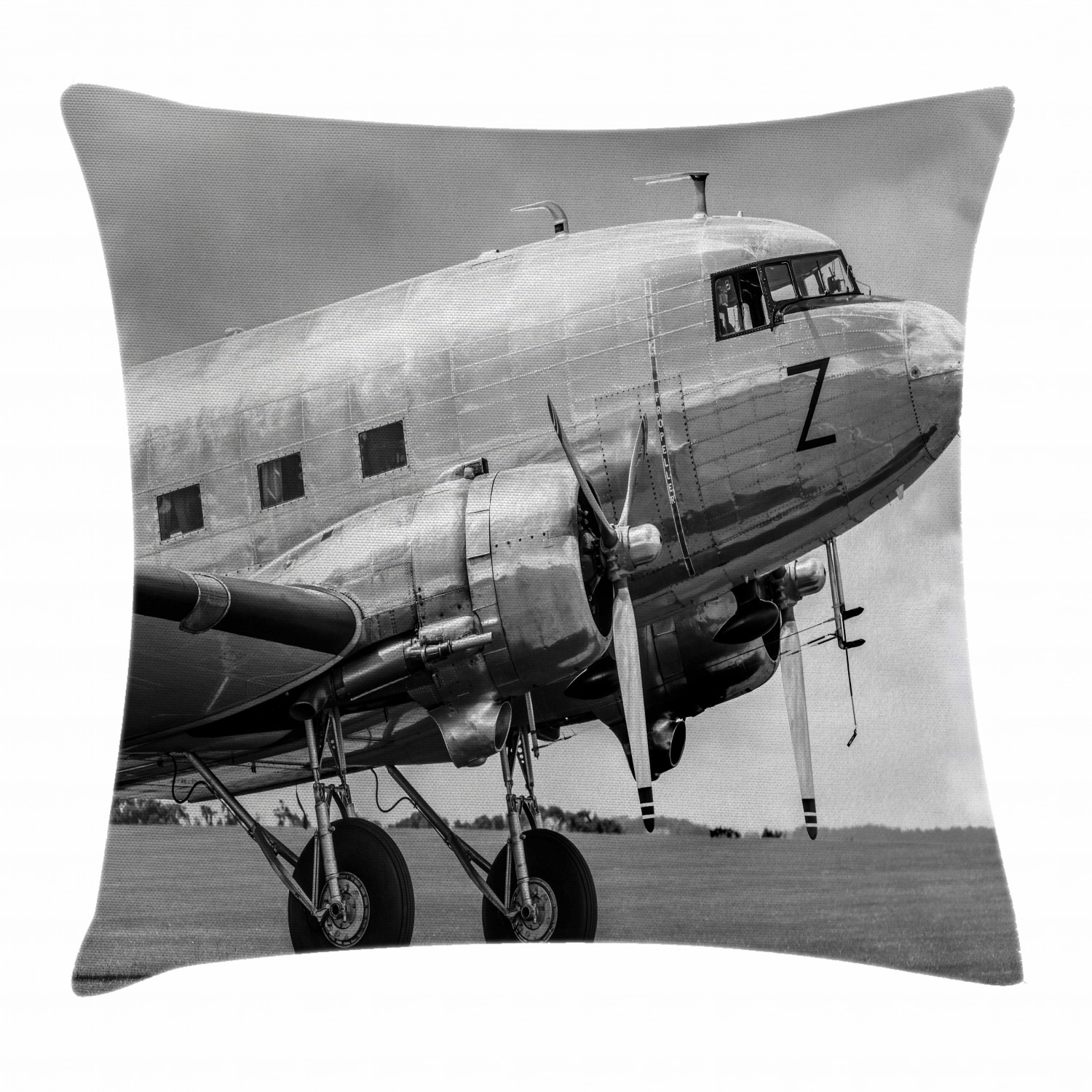 Vintage Airplane Decor Throw Pillow Cushion Cover, Old Airliner Cockpit ...