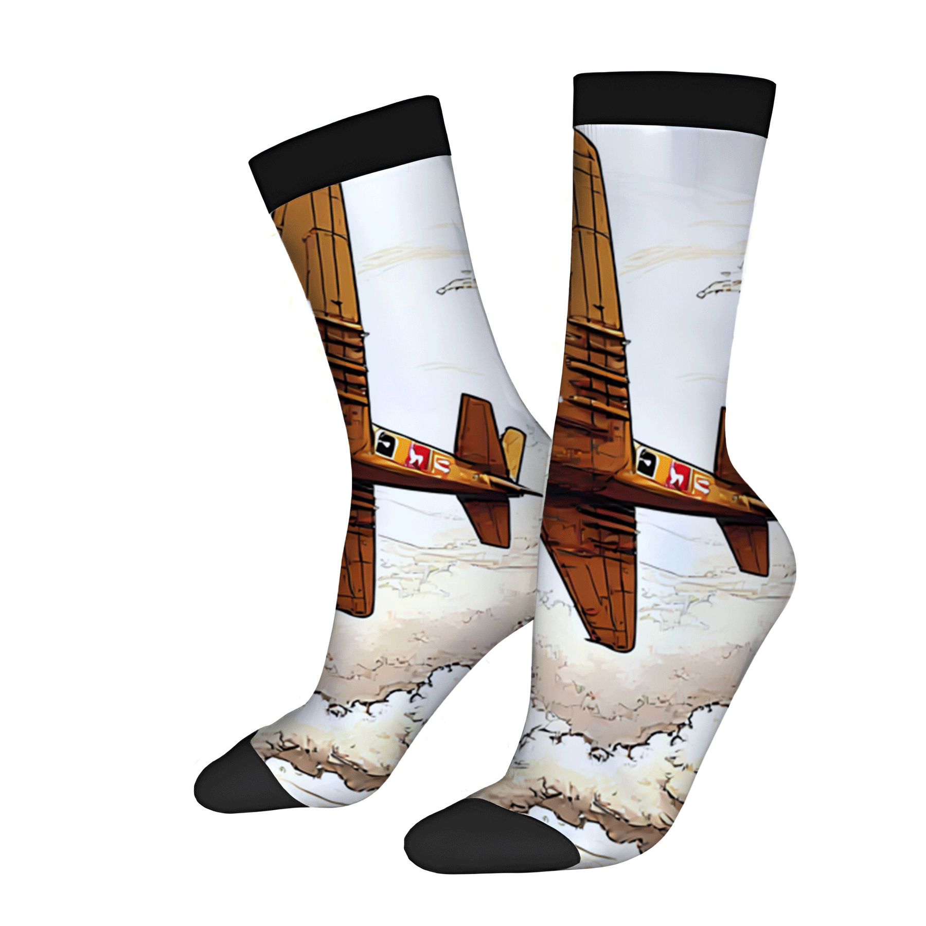 Vintage Airplane Design Socks - 2 Pairs Unisex Trendy Socks with ...