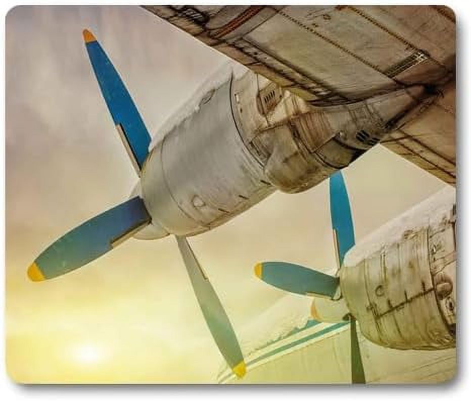 Vintage Airplane Mouse Pad, Old Wing Aircraft with Propellers at Sunset ...