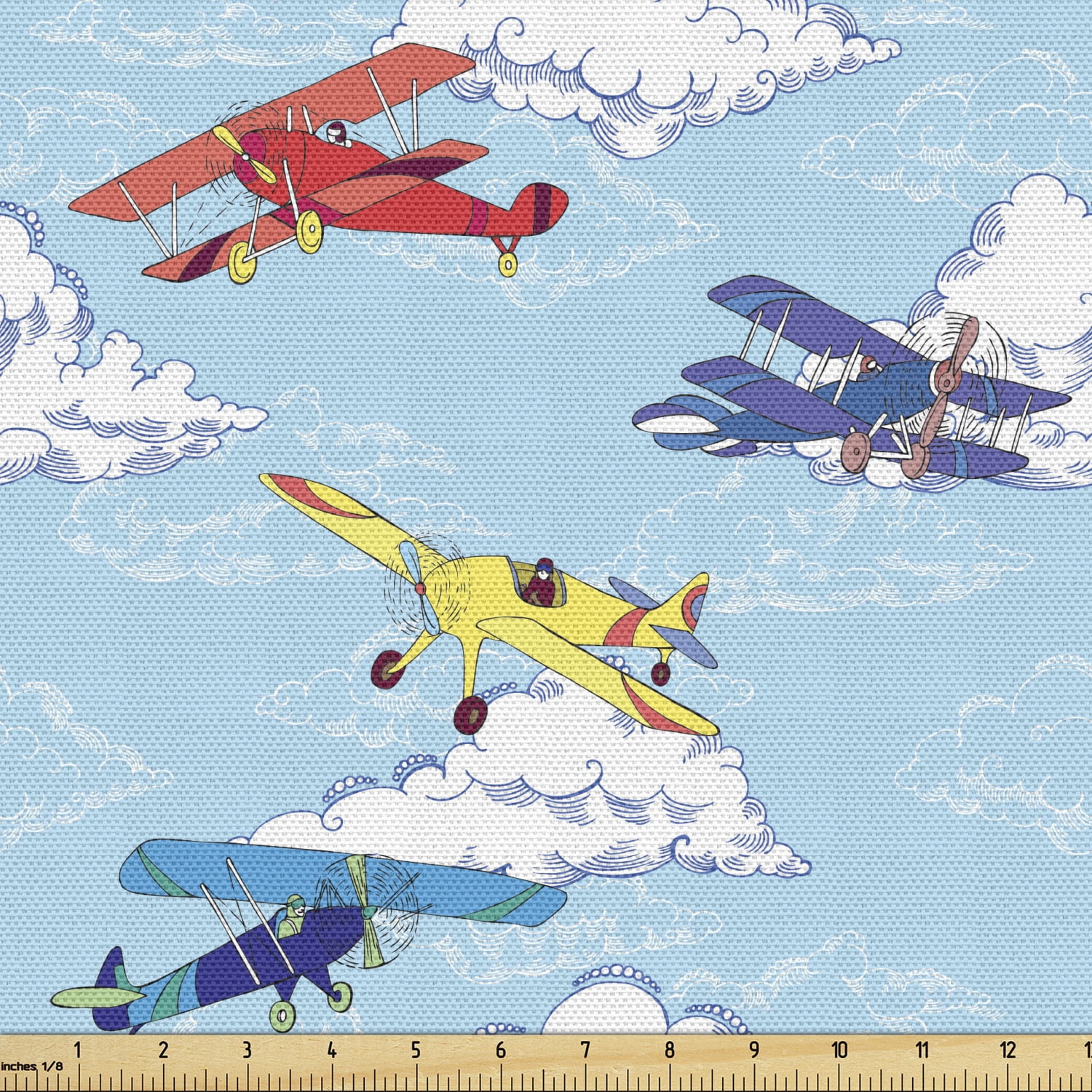 Ambesonne Vintage Airplane Fabric by the Yard Upholstery, Sketch Planes ...