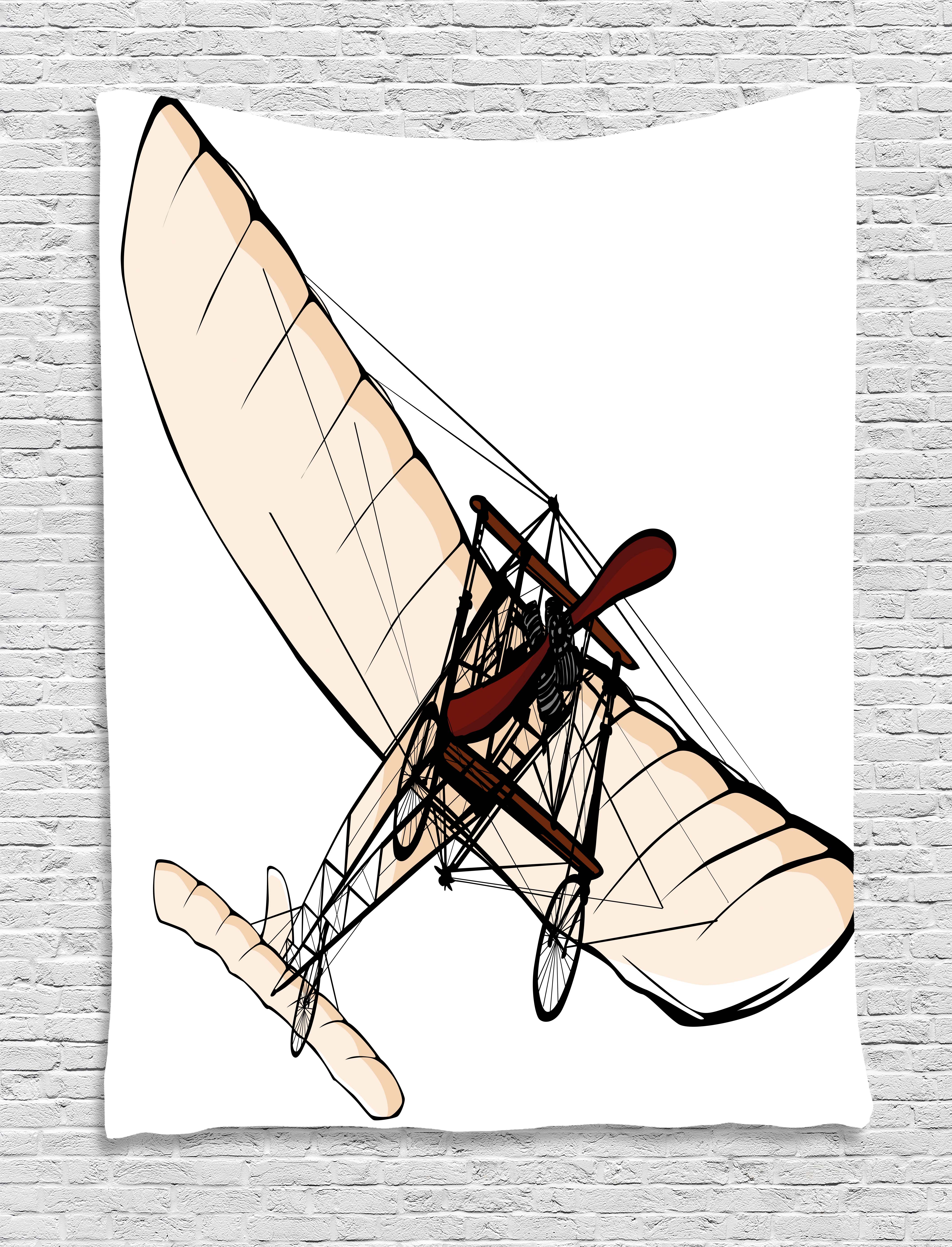 Vintage Airplane Tapestry, Old Fashioned Plane Engine Ancient Flight ...