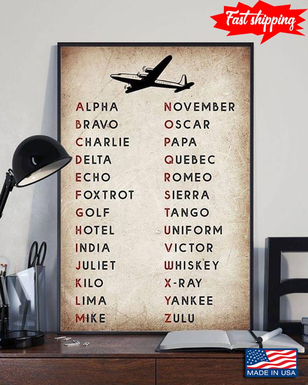 Vintage Airplane The NATO Phonetic Alphabet 24 x 36 Inch Poster ...