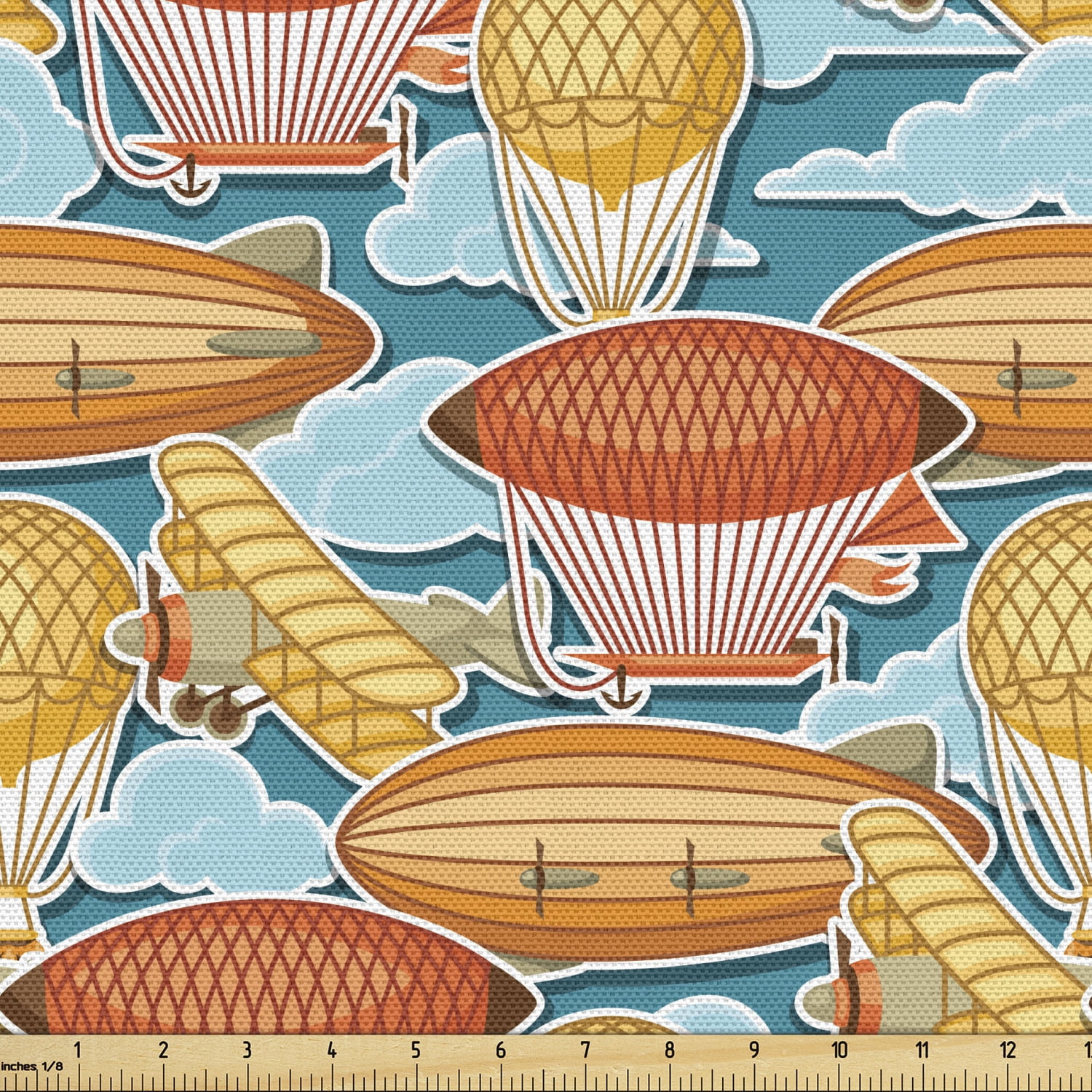 Ambesonne Vintage Airplane Fabric by the Yard Upholstery, Zeppelin ...