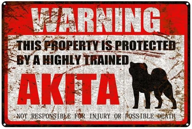 Vintage Akita Aluminum Metal Sign,Warning Sign Pet Gift,This Property ...