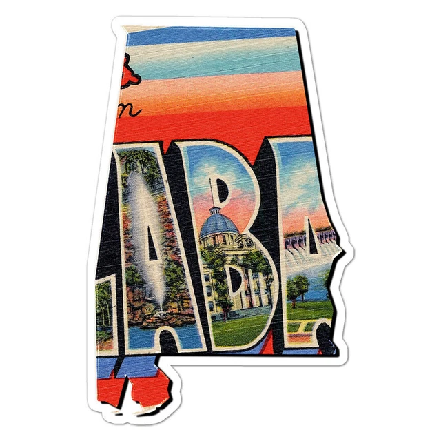 Vintage Alabama State Sticker Indoor Outdoor Phone Decal Water Bottle ...